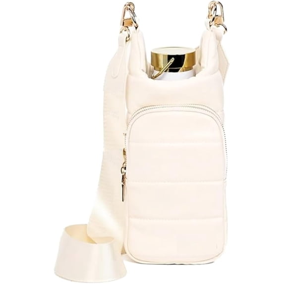 Crossbody Water Bottle Holder Bag with Strap.Stylish Puffer Bag.Pockets ...