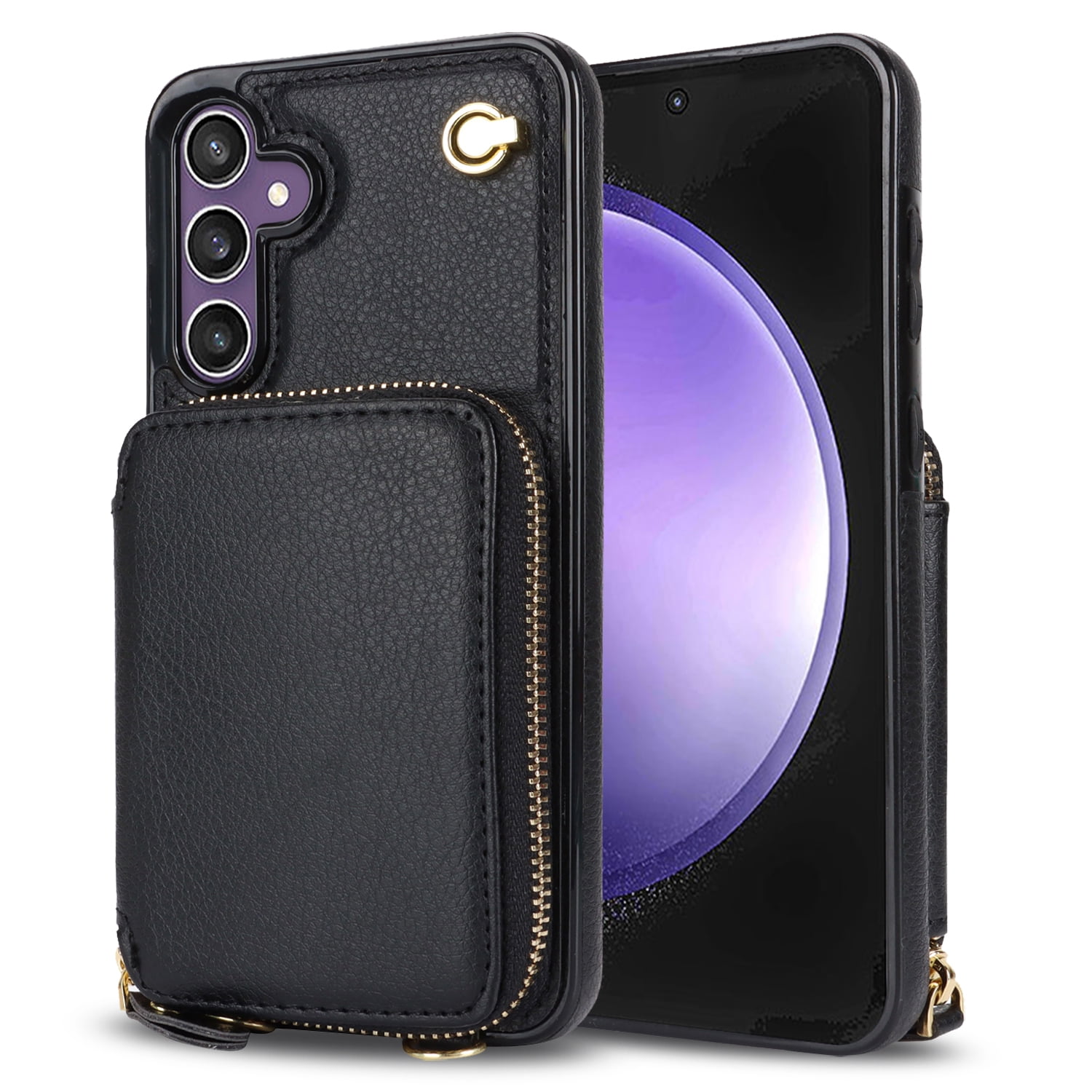 Crossbody Zipper Wallet Bag Case for Samsung Galaxy S24,Dteck Lager Capacity Purse Leather Card ...