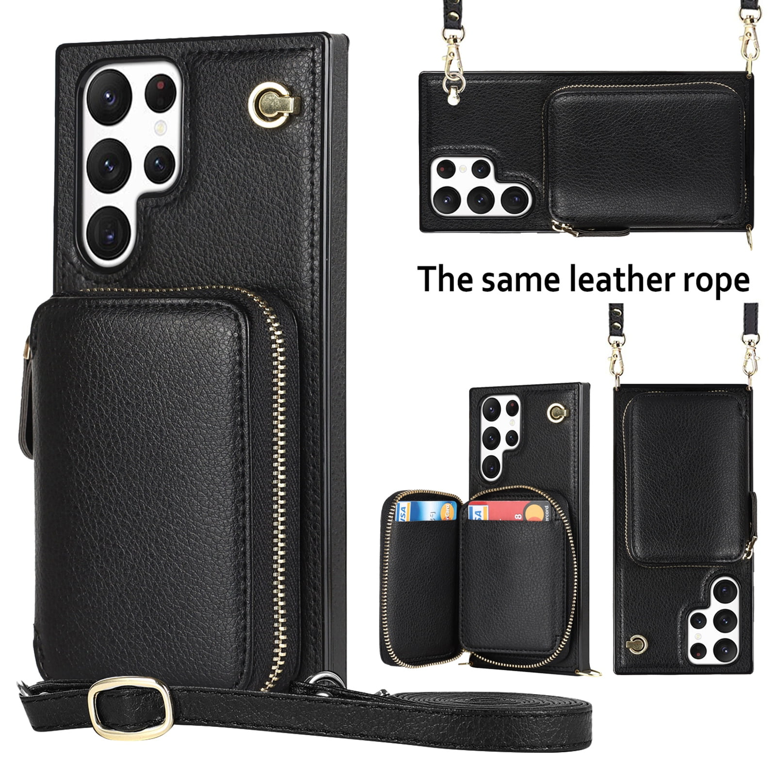 Crossbody Zipper Wallet Bag Case for Samsung Galaxy S24 Ultra,Dteck Lager Capacity Purse Leather ...