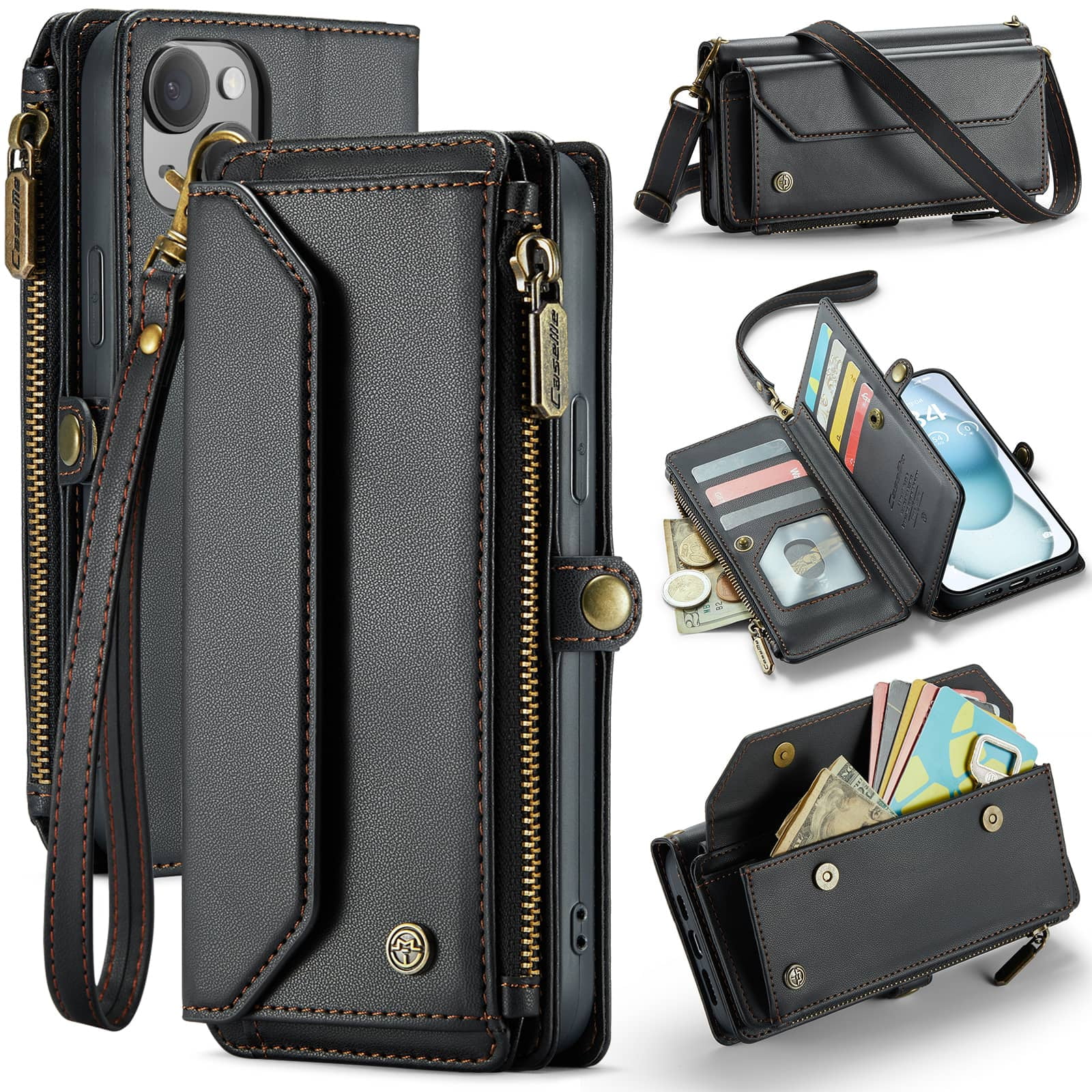 Crossbody for iPhone 15 Plus Case Wallet【RFID Blocking】with 10-Card ...
