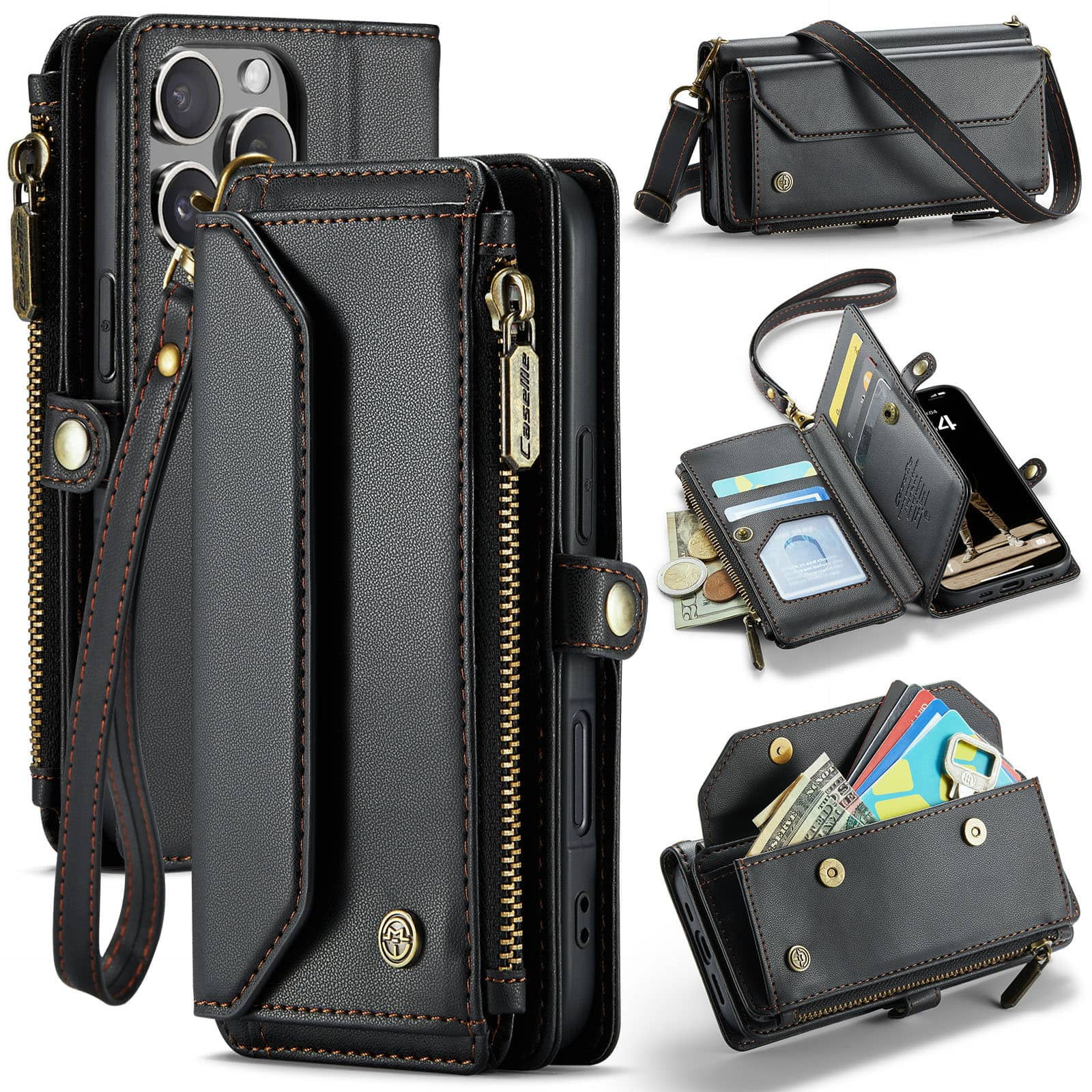 Crossbody for iPhone 16 Pro Case Wallet【RFID Blocking】with 7-Card ...