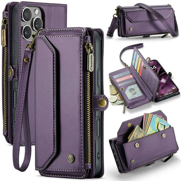 Dteck Crossbody Wallet Case for iPhone 17 Pro Max, Soft PU Leather Case ...