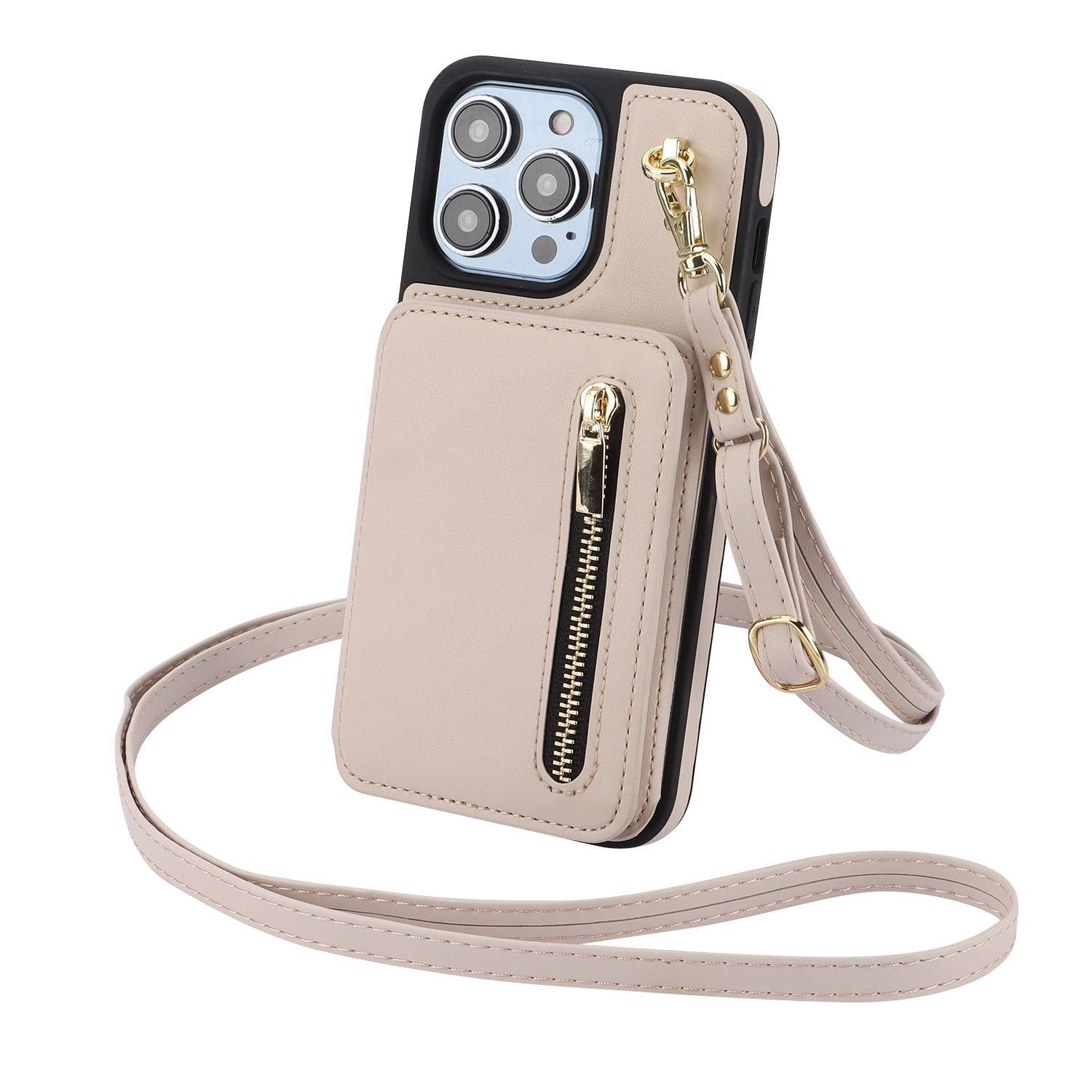 Crossbody lanyard zipper wallet leather phone case for iPhone 16 pro ...