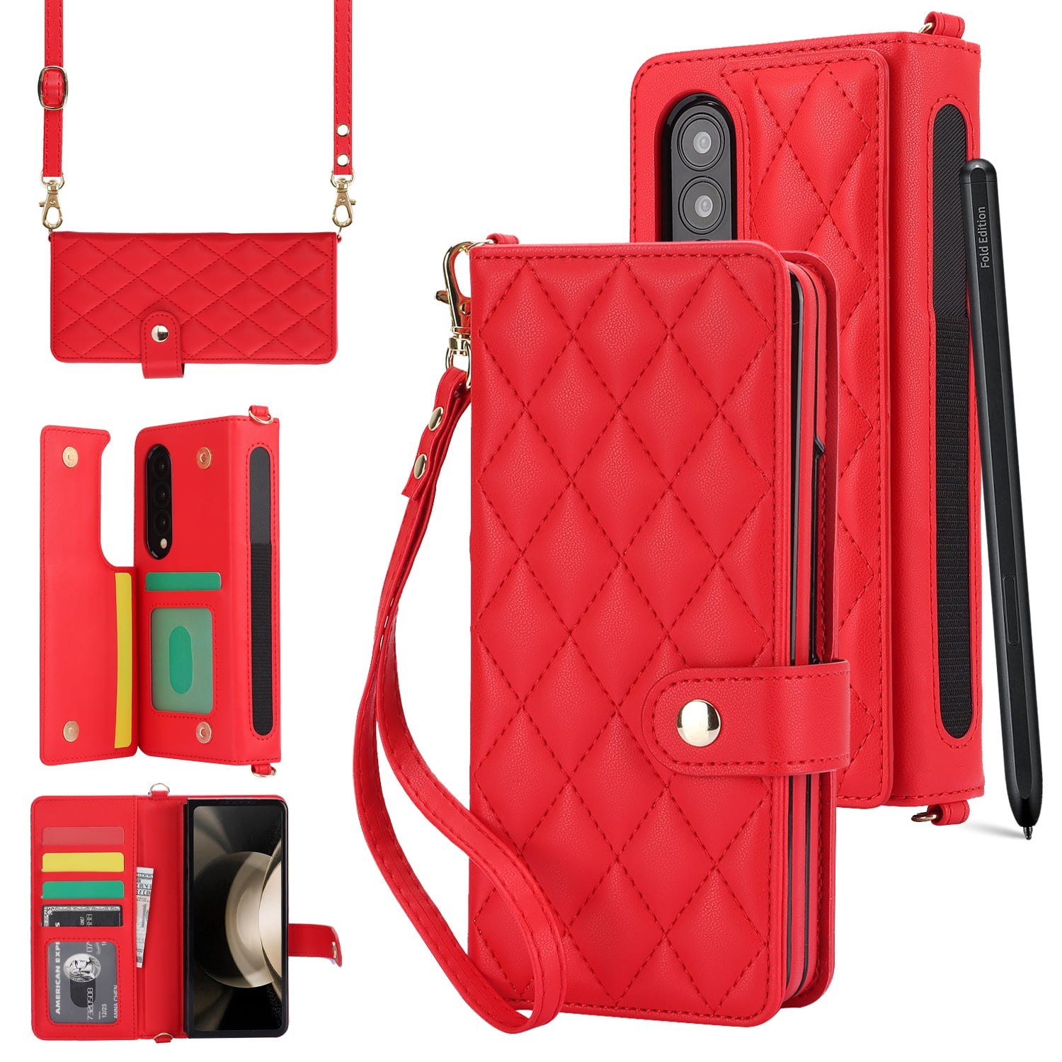 Crossbody wrist type leather wallet phone case suitable for Samsung ...