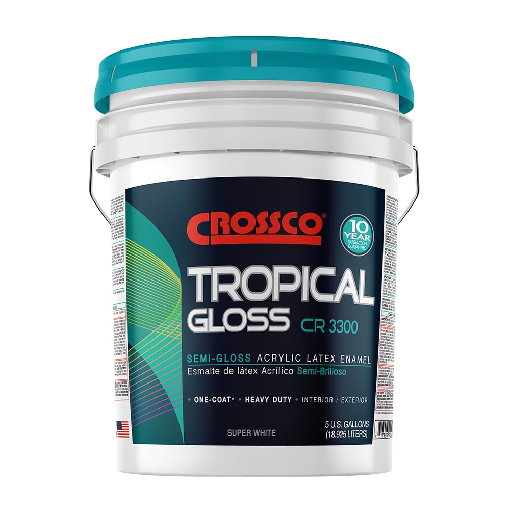 Crossco Tropical Gloss White Paint, Interior/Exterior, 5-Gallon ...