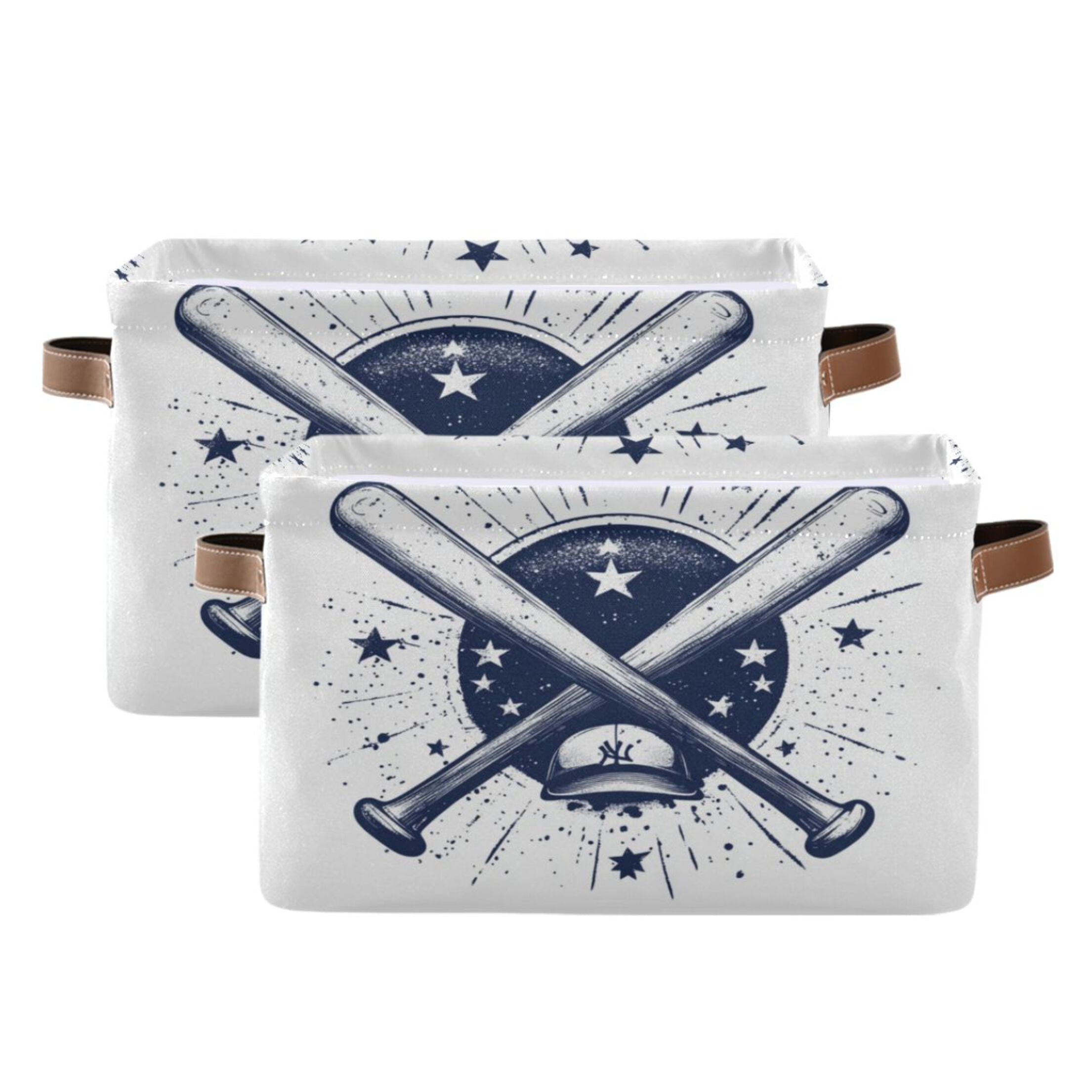 Crossed Baseball Bats Foldable Storage Basket,Canvas Fabric Foldable ...