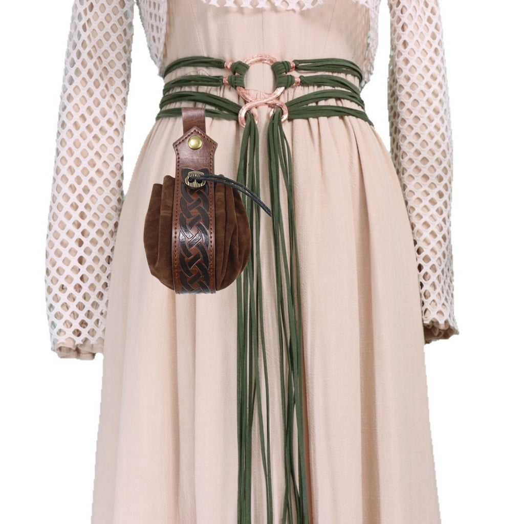 Crossed Buckles Waist Rope Belt Set With Embossed Waist Bag For Witch ...