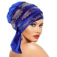 Crossed Design Velveted Headscarf Hat with Sparkling Rhineston For ...