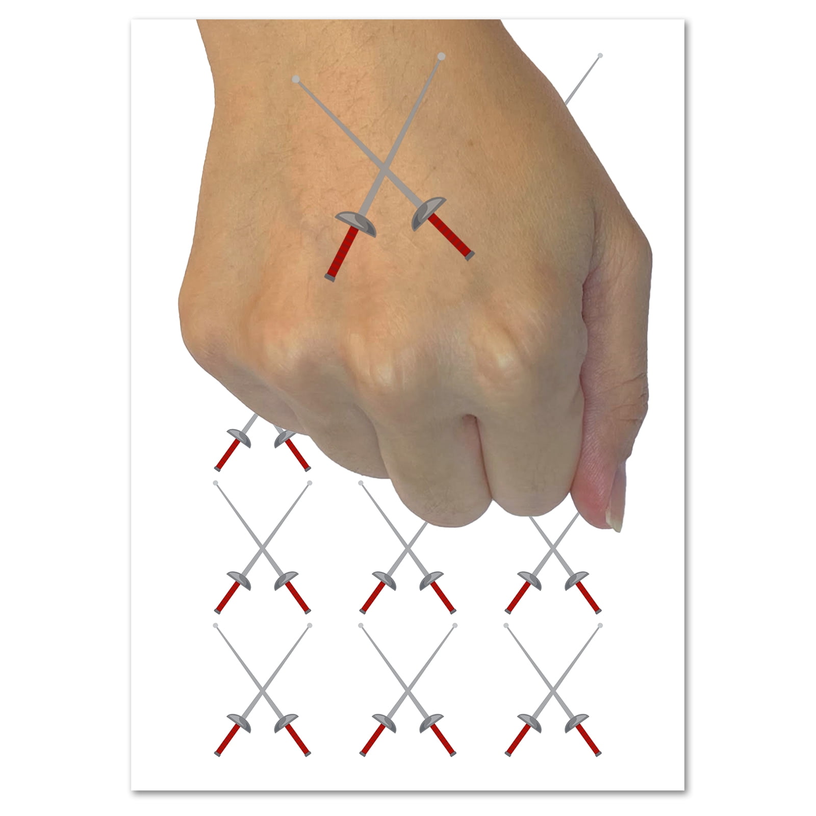 Crossed Fencing Swords Foil Water Resistant Temporary Tattoo Set Fake ...