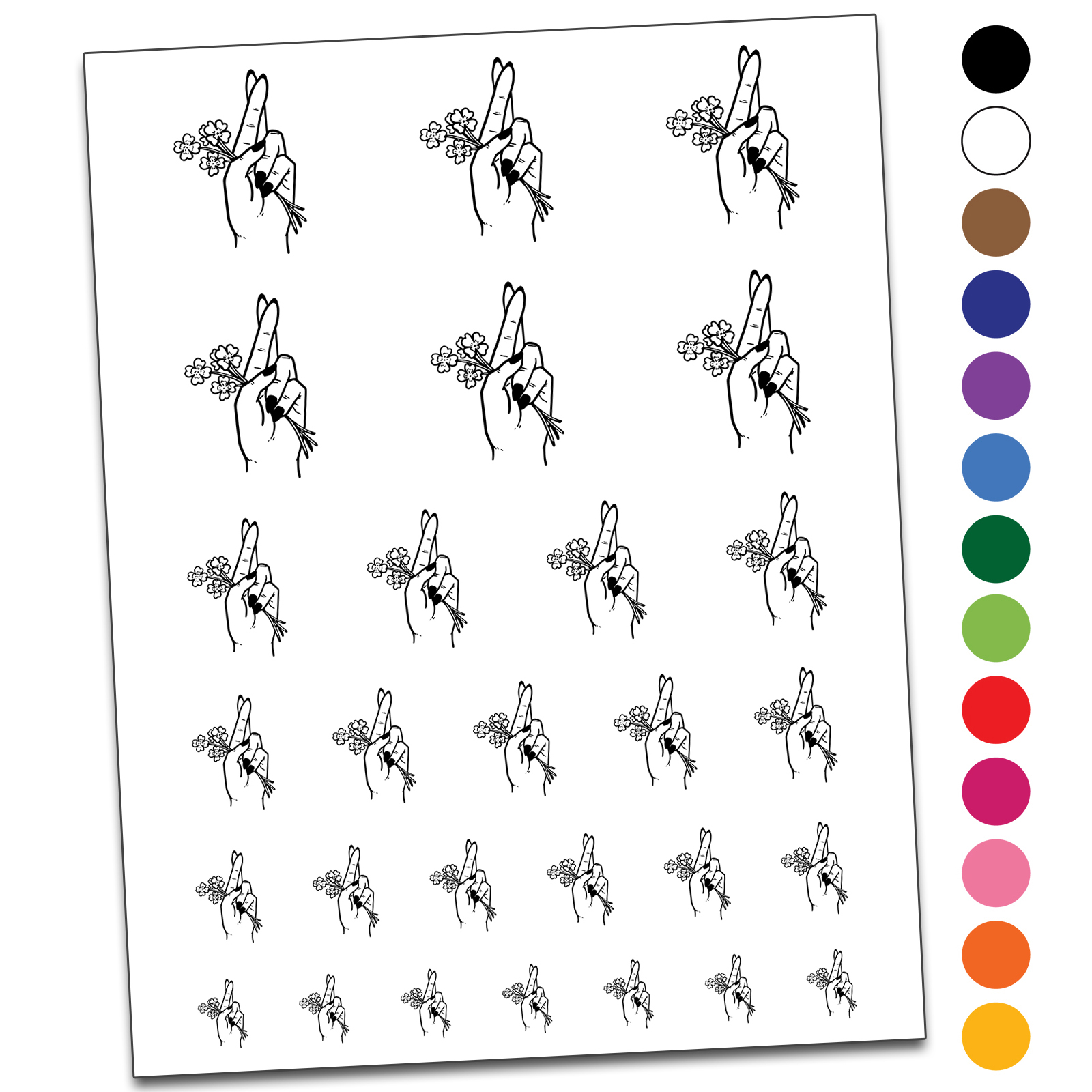 Crossed Fingers Holding Lucky Clovers Water Resistant Temporary Tattoo ...