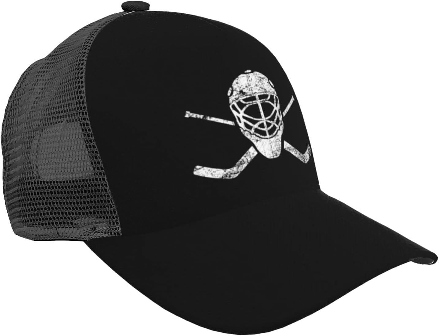 Crossed Goalie Sticks Hockey Baseball Cap Adjustable Mesh Trucker Hat ...