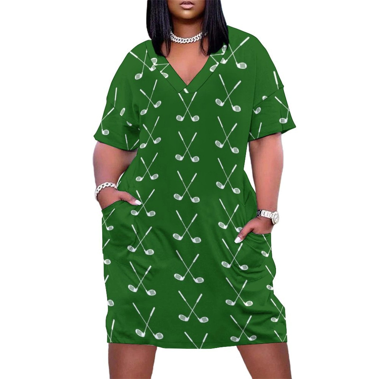 Crossed Golf Clubs Pattern Loose Pocket Dress women long dresses dress women summer 2025 clothes ...