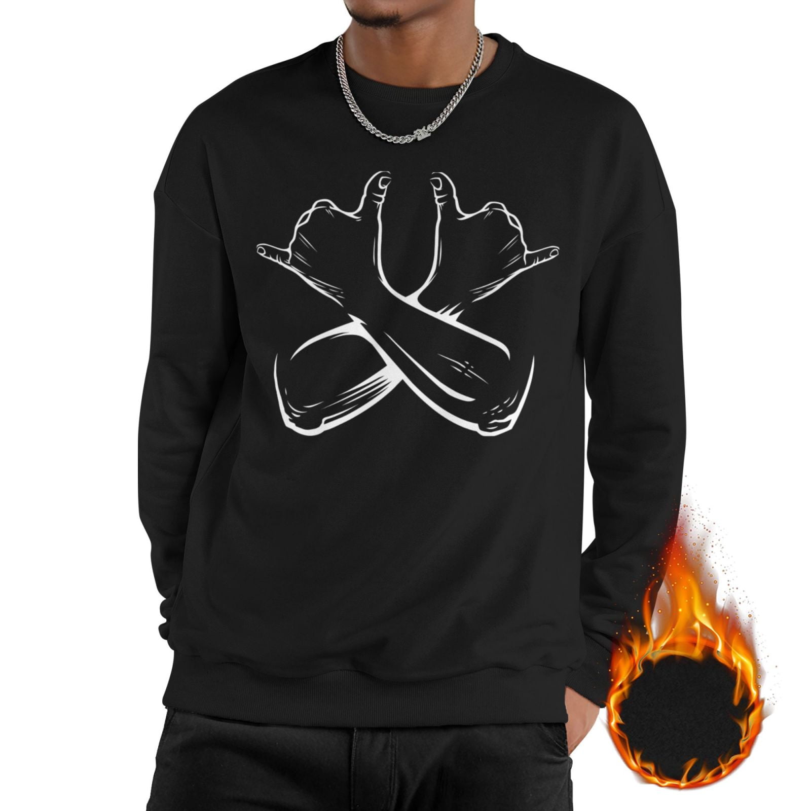 Crossed Hands and Rastaman Gestures Sweatshirts for Men Crewneck Long ...