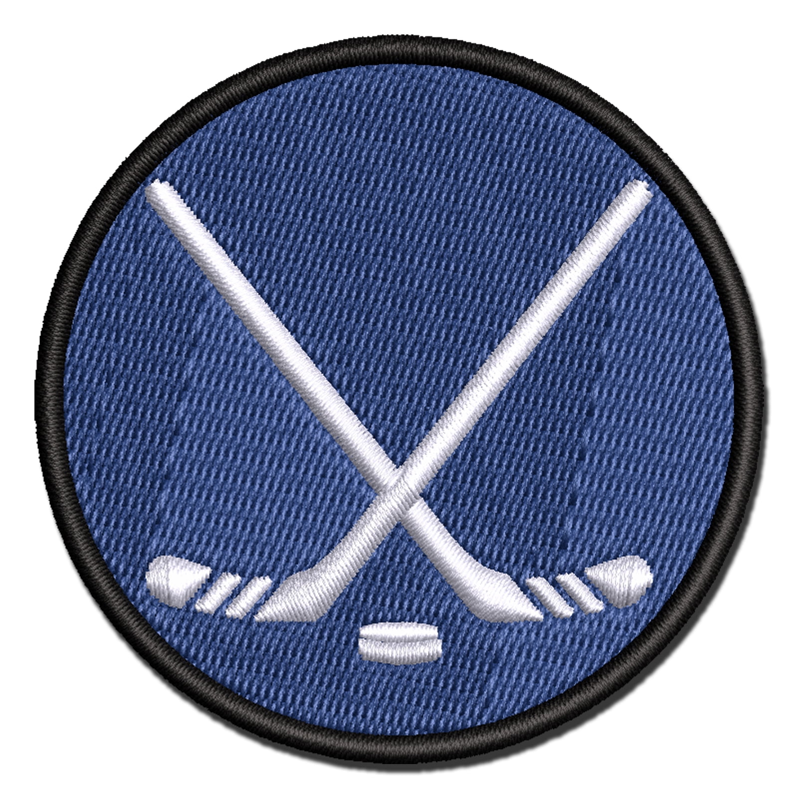 Crossed Hockey Sticks and Puck Applique Multi-Color Embroidered Hook ...