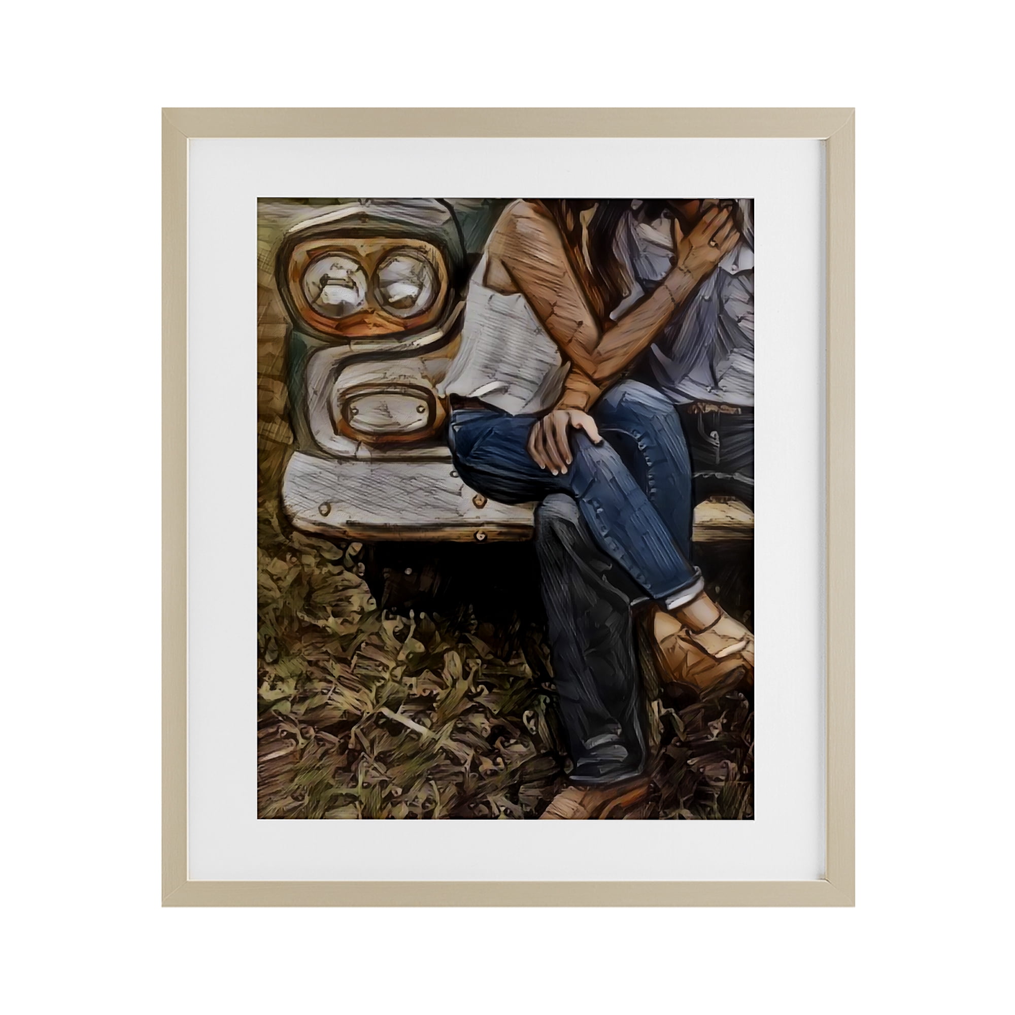 Crossed Legs & Trucks Birch Framed Print Under Glass, design by Jesse ...