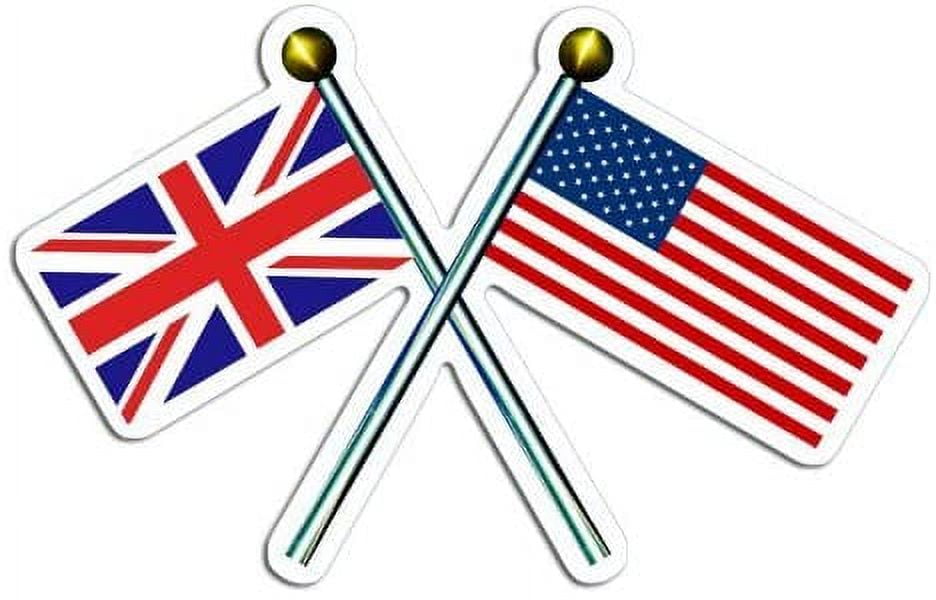 Crossed Poles with USA & Union Jack Flags 3M Reflective sticker| UK ...