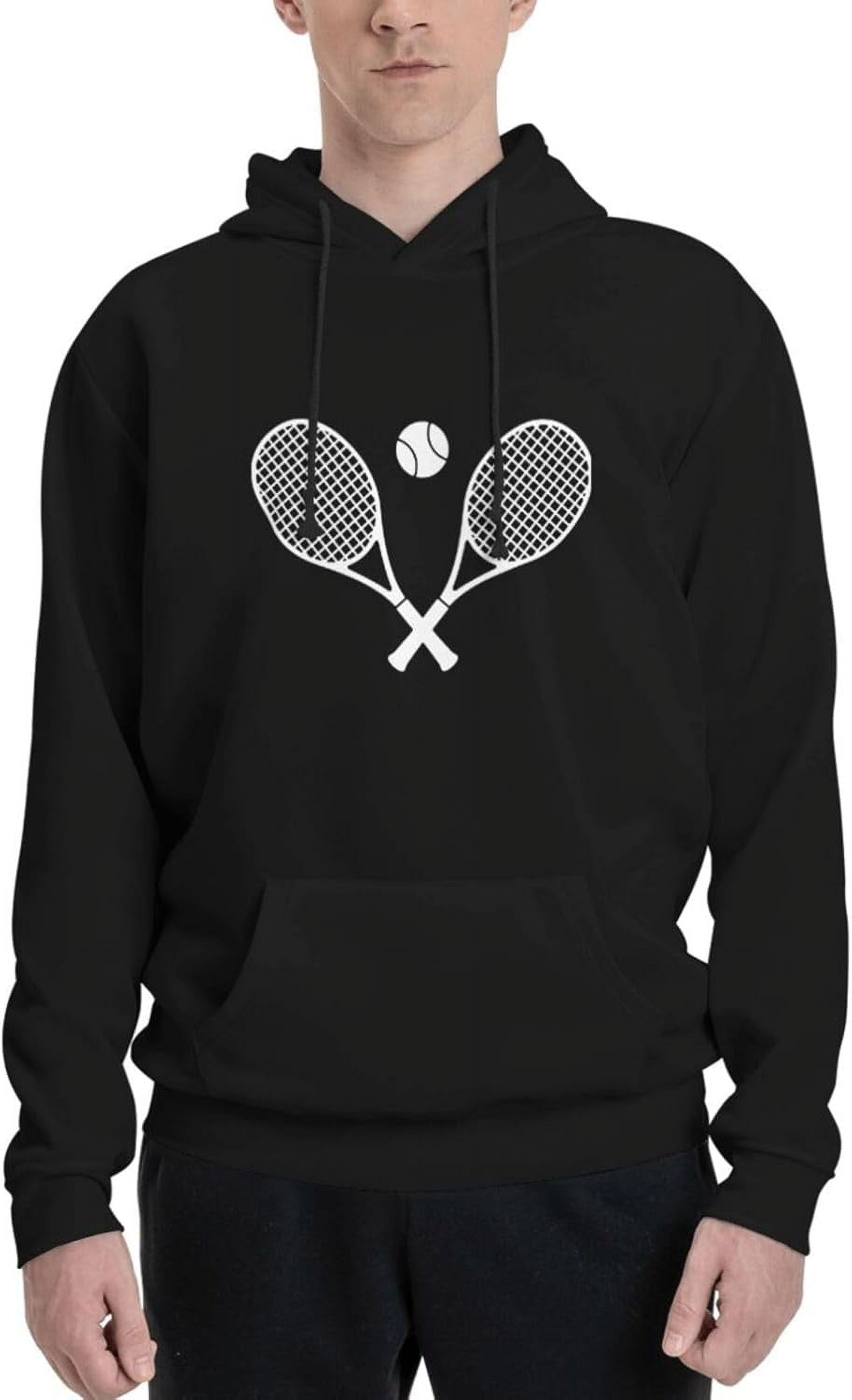 Crossed Racket and Tennis Men's Hooded Sweatshirt Casual Hoodies ...