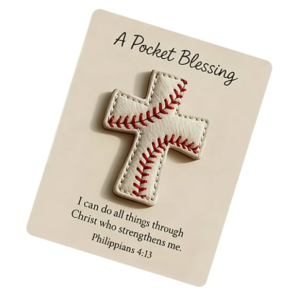 Crossed Shape Baseball Charm Keychain with Blessing Card Pocket ...