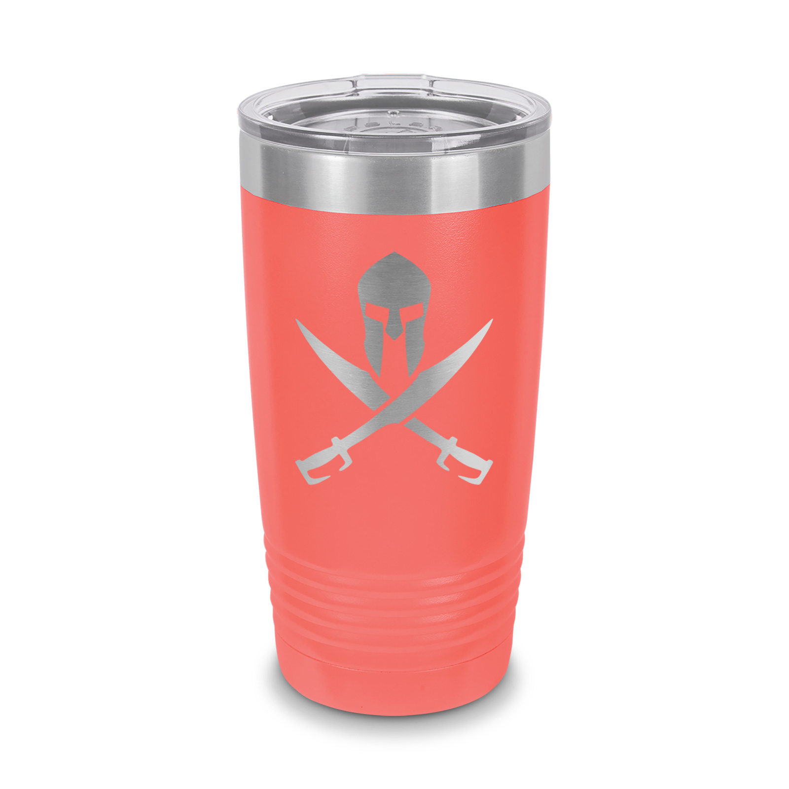 Crossed Spartan Sword Tumbler 20 oz - Laser Engraved w/ Clear Lid ...
