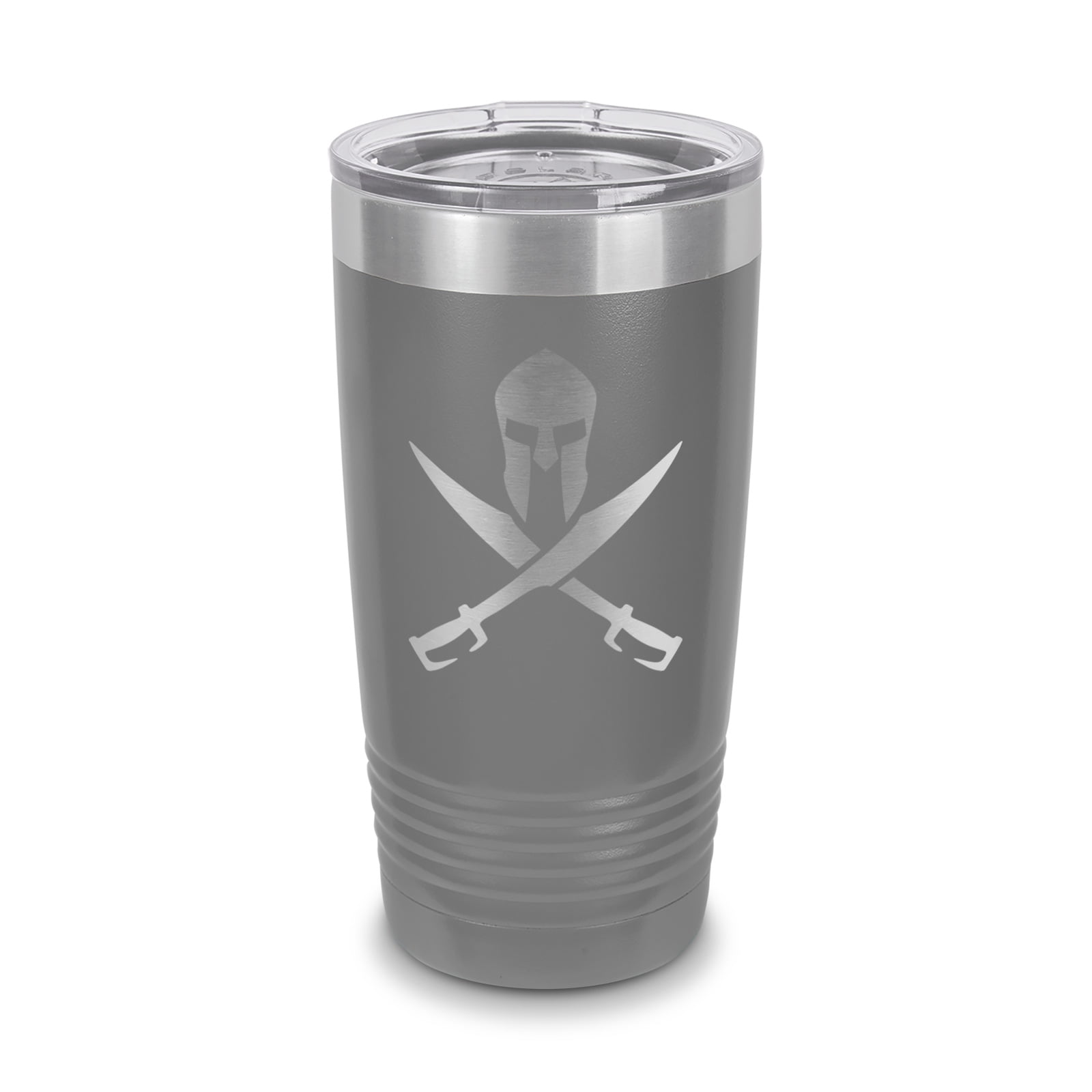 Crossed Spartan Sword Tumbler 20 oz - Laser Engraved w/ Clear Lid ...