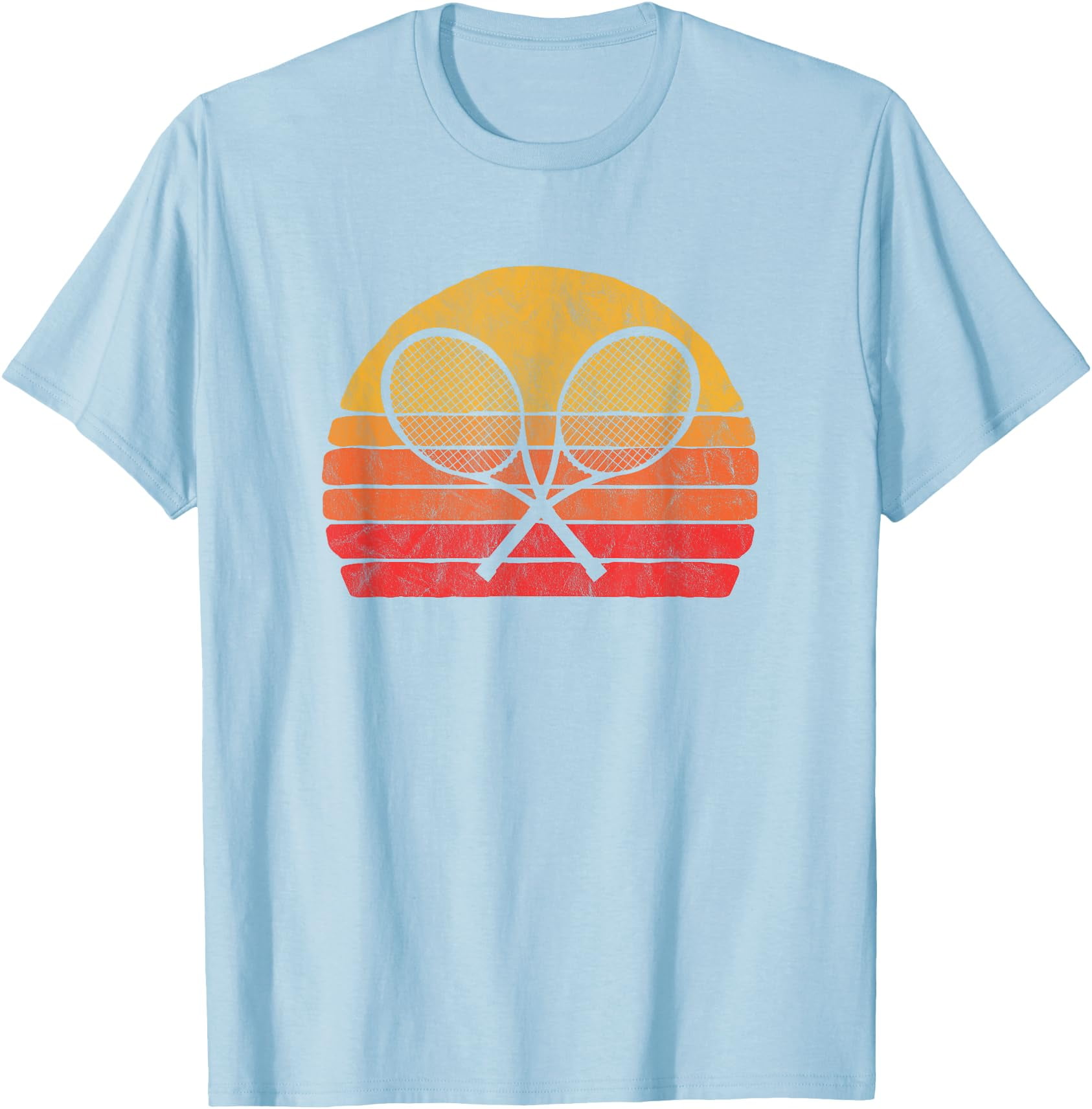 Crossed Tennis Racquets Retro 80s Sun Vintage Graphic T-Shirt,Ash Grey ...