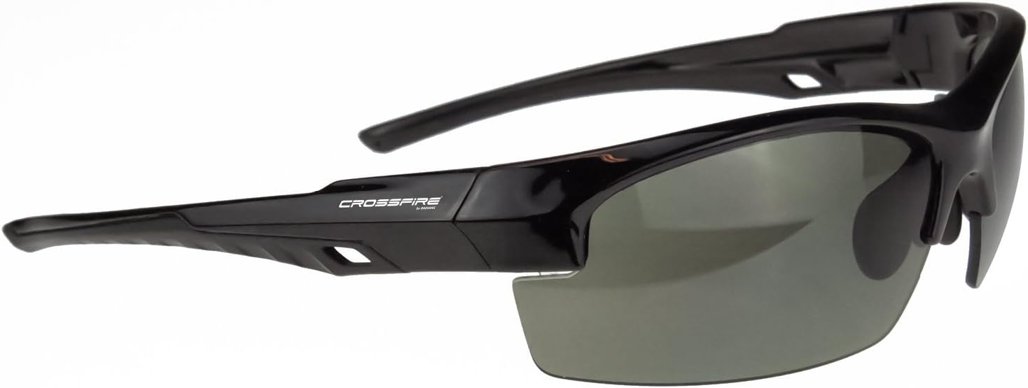 Crossfire Firestreak Safety Glass, Shiny Black Frame, Smoke Lens ...