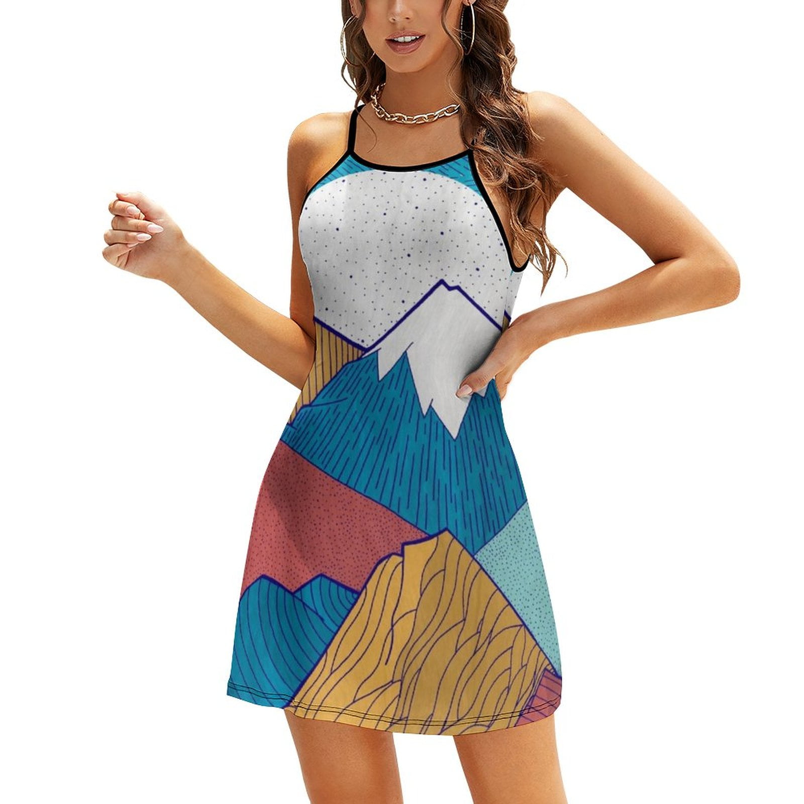 Crosshatch Sky Sweetheart Knot Flared Dress Fashion Design Large Size ...