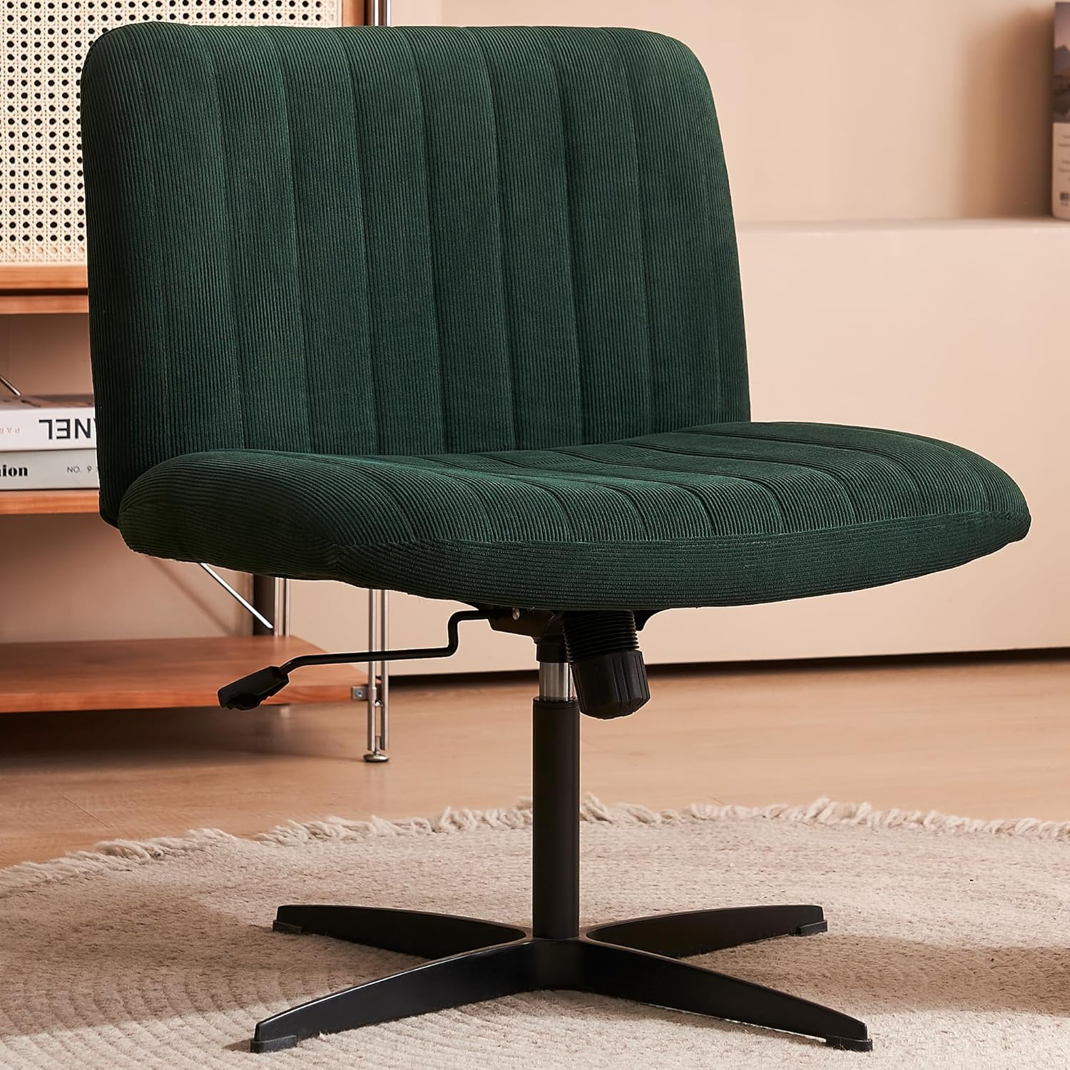 Crossleg Armless Chair with Headrest Tilt Office Computer Chair Without ...