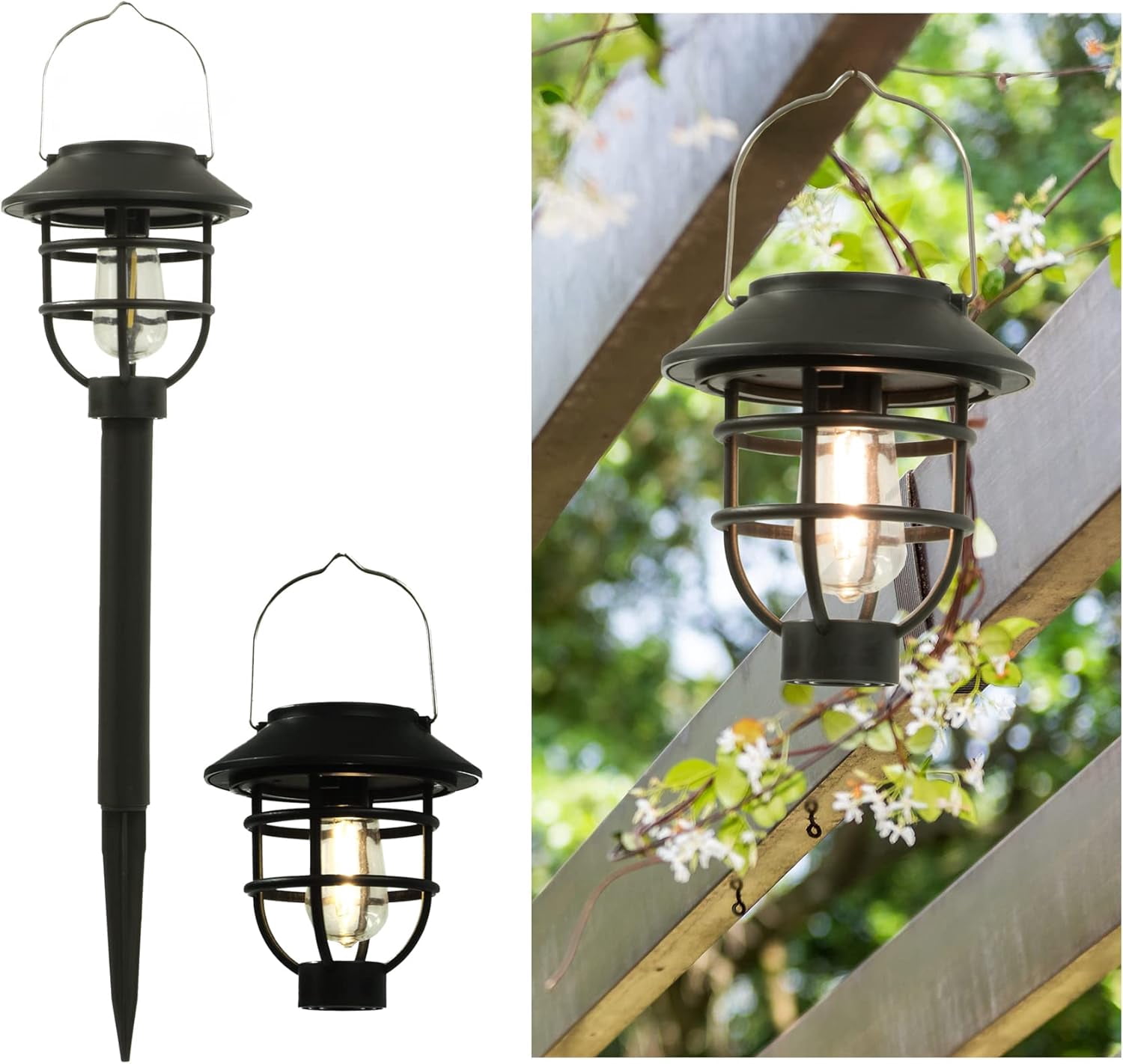 Crosslight Solar Powered Patio Light | Vintage 2 in 1 Stake and Hanging ...