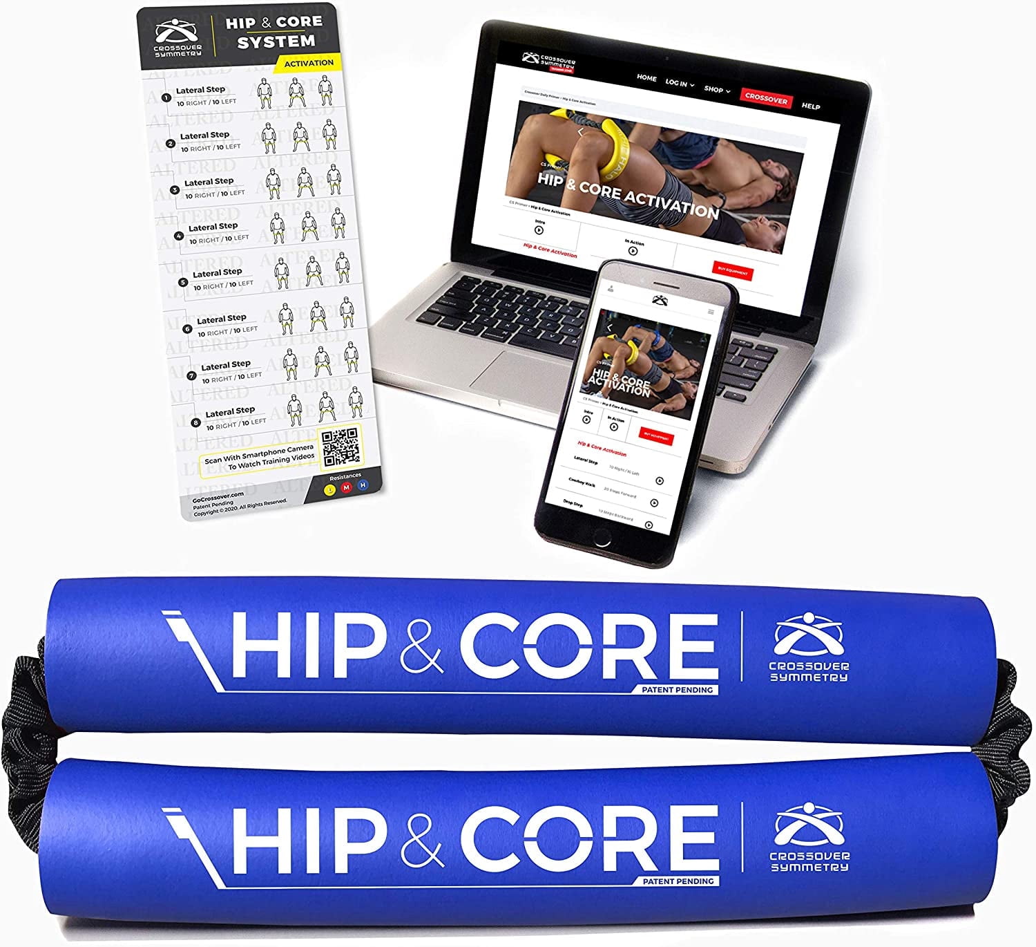 Crossover Symmetry Hip & Core System, Blue Loop Resistance Bands with ...