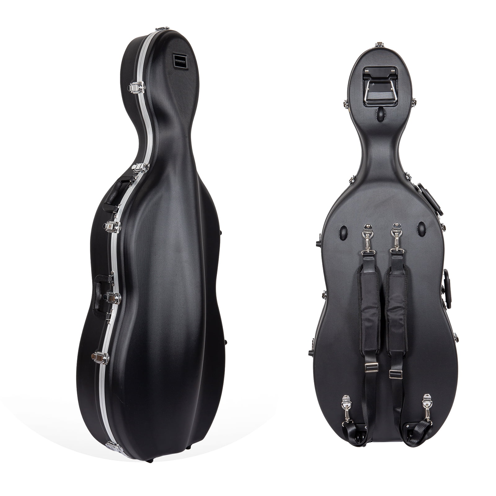 Crossrock ABS Molded Cello Case with Wheels, Black, Fits 4/4 and 3/4 ...