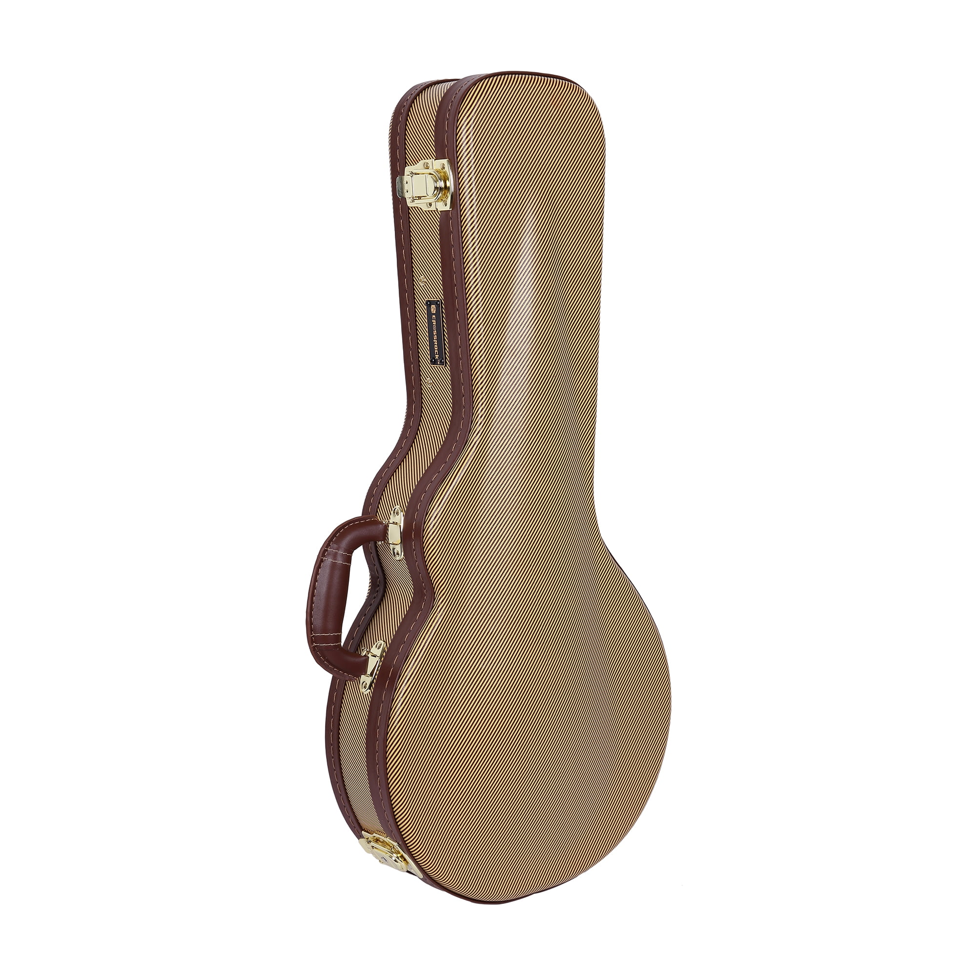 Crossrock Deluxe Wooden Mandolin Case, 7-Ply in Black, Tweed & Brown ...