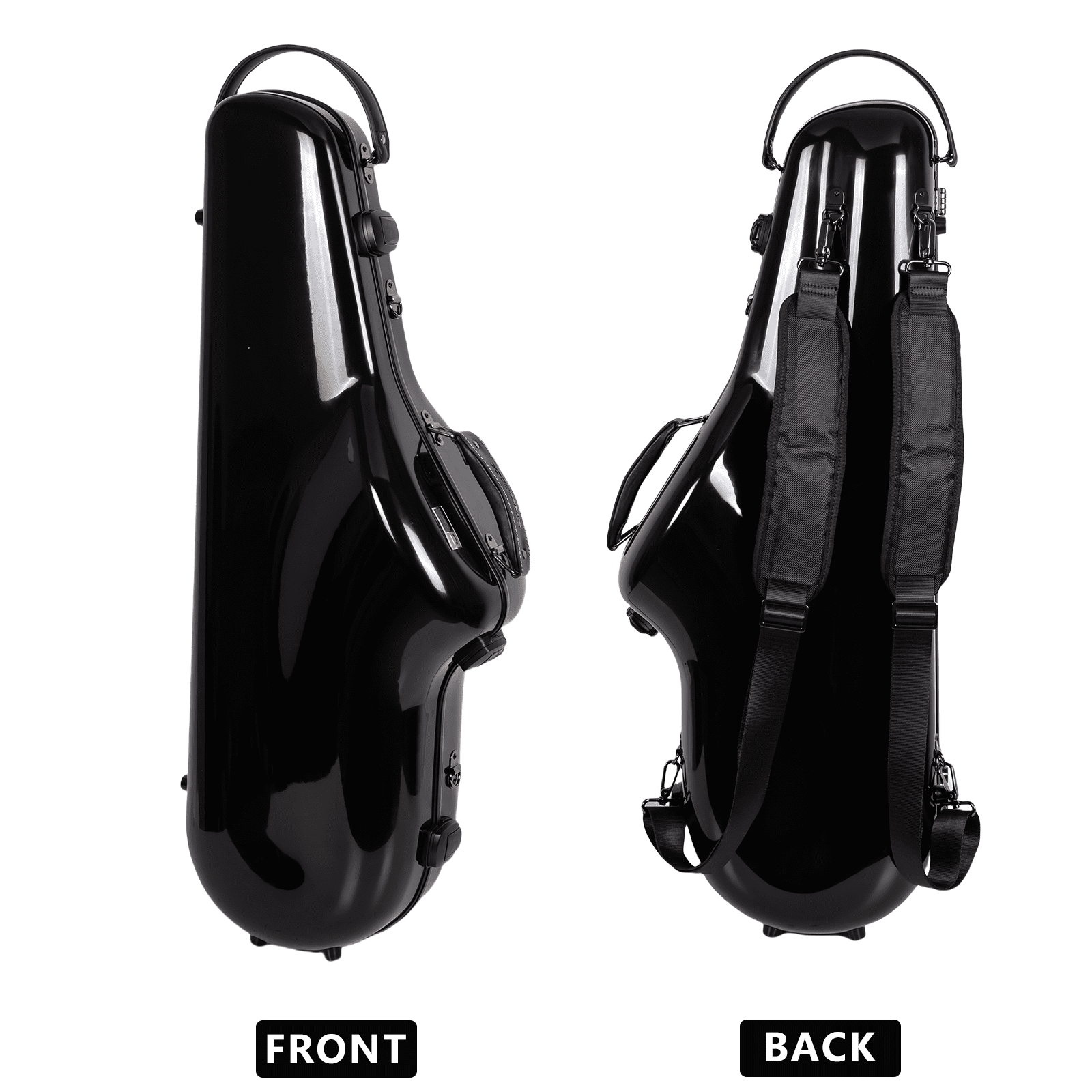 Crossrock Fiberglass Tenor Saxophone Case | Glossy Black Finish ...