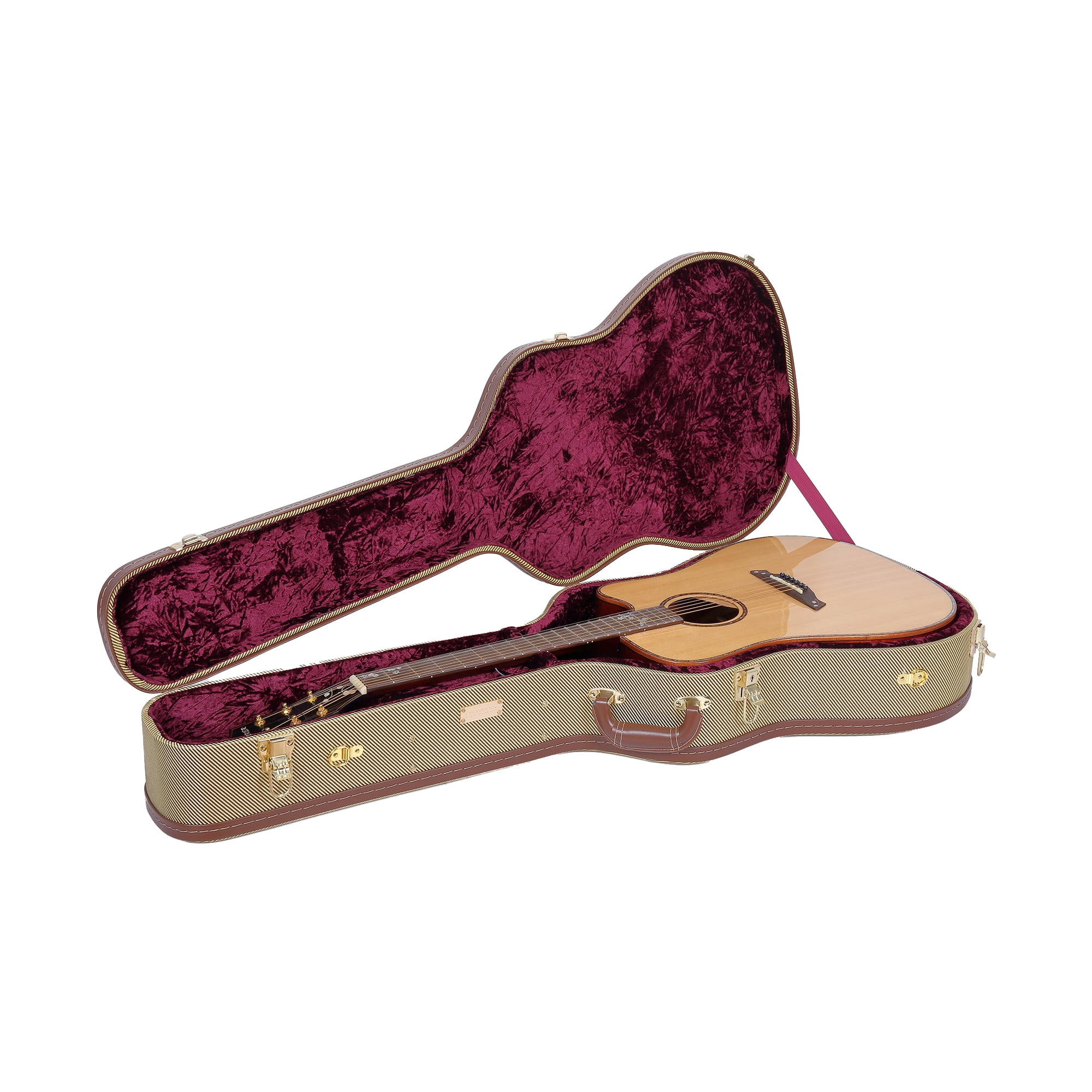 Crossrock Hard-Shell Wood case for Dreadnought Acoustic Guitars with ...