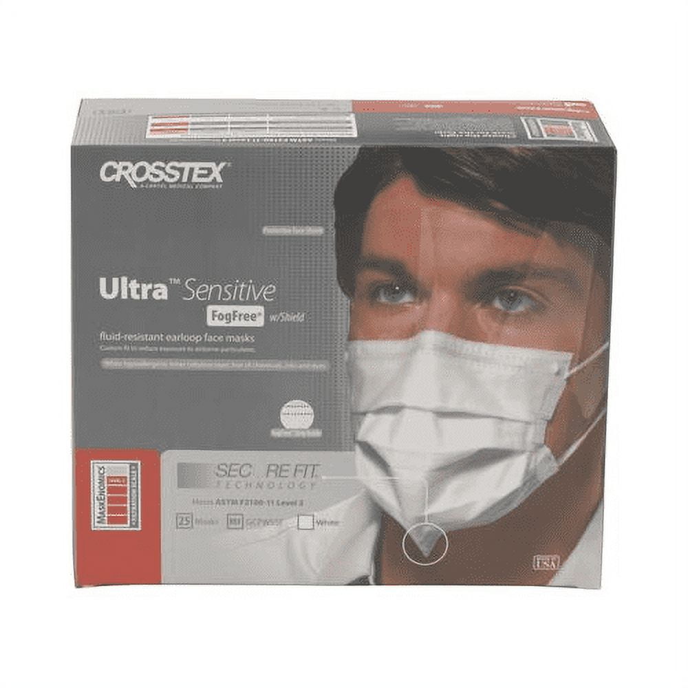 Crosstex GCPWSSF Ultra Sensitive FogFree Securefit Shield Earloop Face ...
