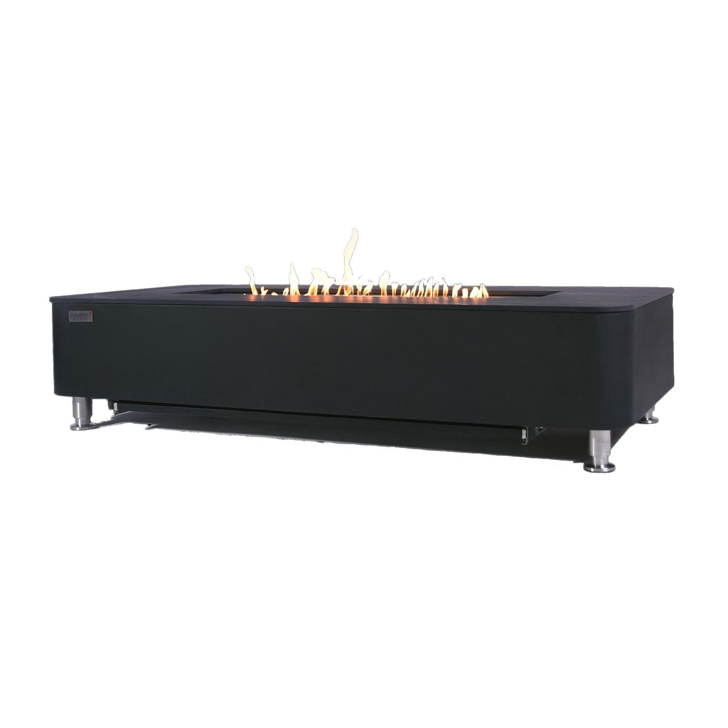 Crossview 62 Inch Rectangular Concrete Propane Fire Pit Table in Black ...