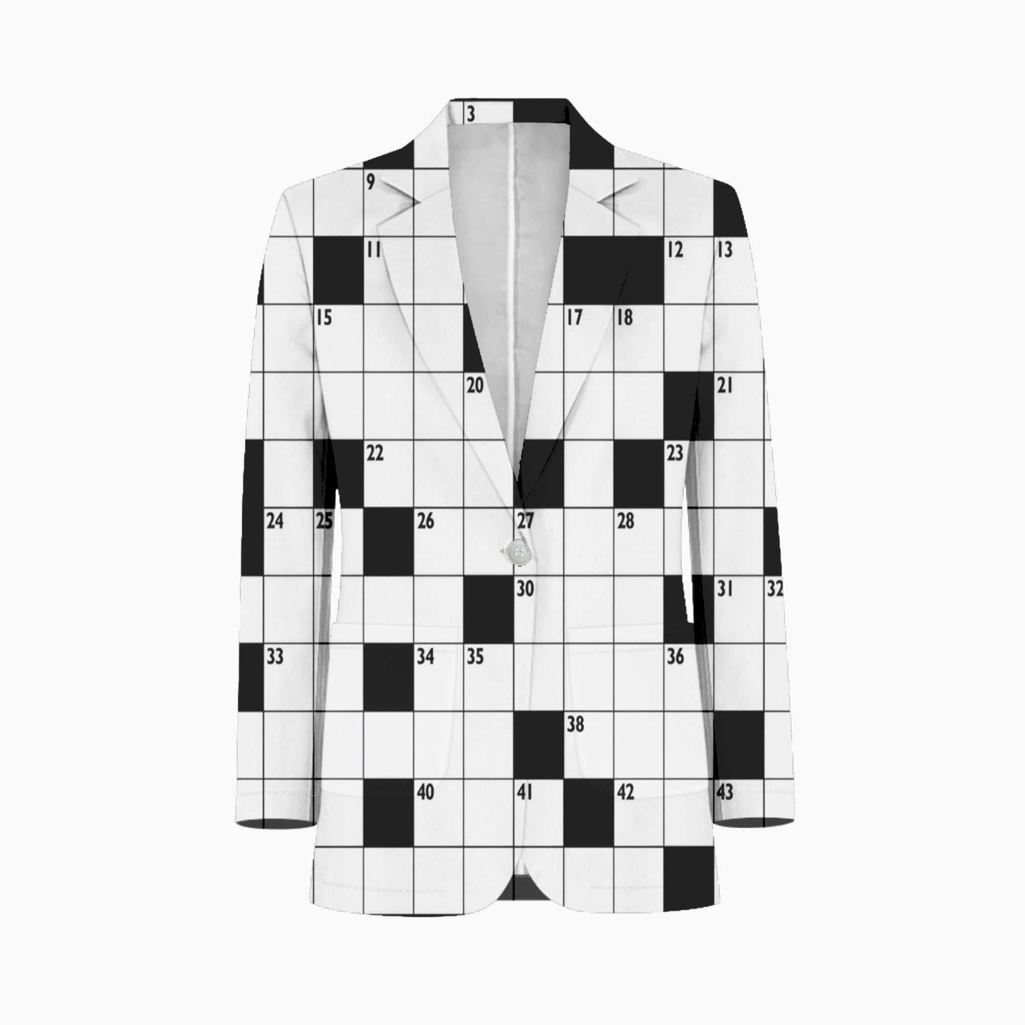 Crossword Empty Boxes Pattern Mens Suits Shawl Collar Slim Fit Suit ...