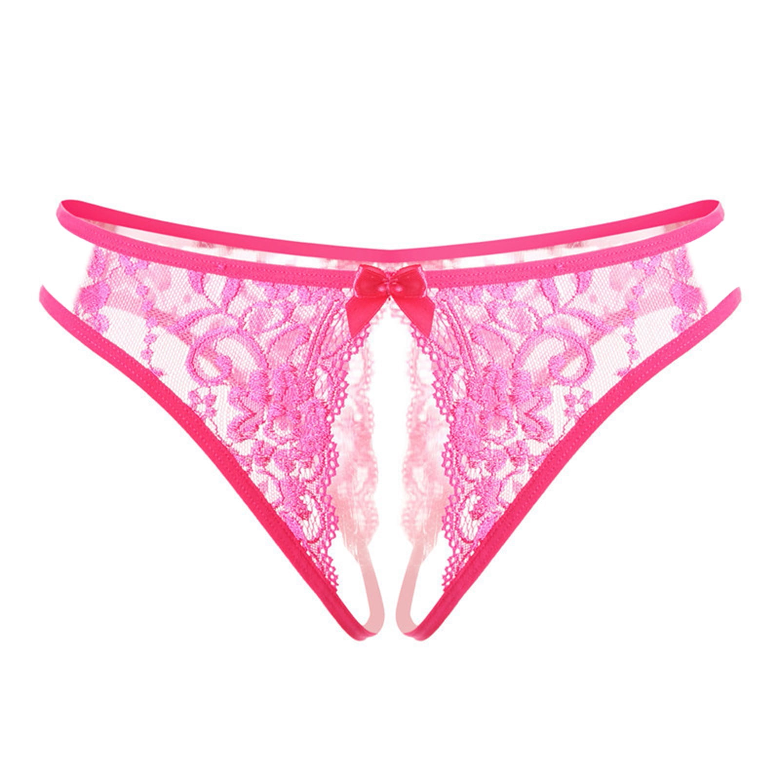 Crotchless Lingerie 1 Pc Hot Pink Lace Panties Womens Thong Underwear