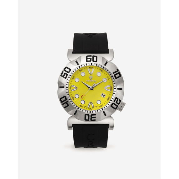 Croton Men's "Vortex" Stainless Quartz Watch with Black Silicon Strap ...