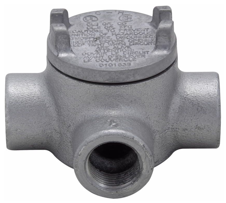 Crouse-Hinds GUAT14-SA, (3) 1/2"" Hub, Aluminum, Explosionproof Outlet ...