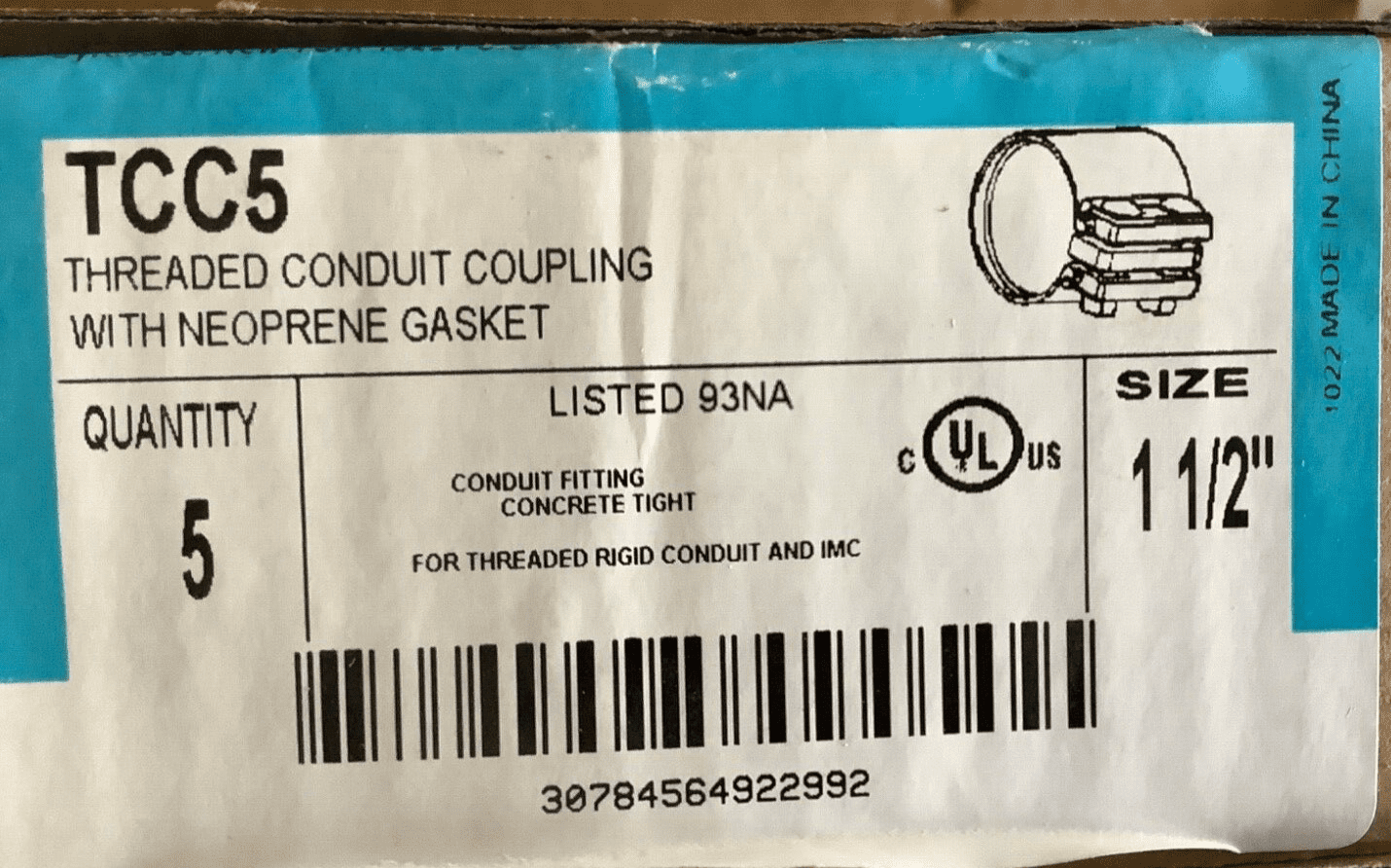 Crouse Hinds TCC5, Box of 5, 1 1/2” Split Coupling for Rigid Conduit ...