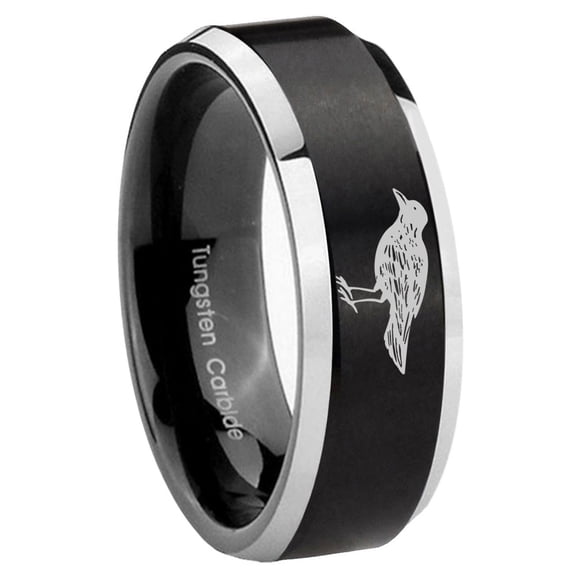 Crow 8MM Beveled Edge Brush Black 2 Tone Tungsten Men Ring - Walmart.com
