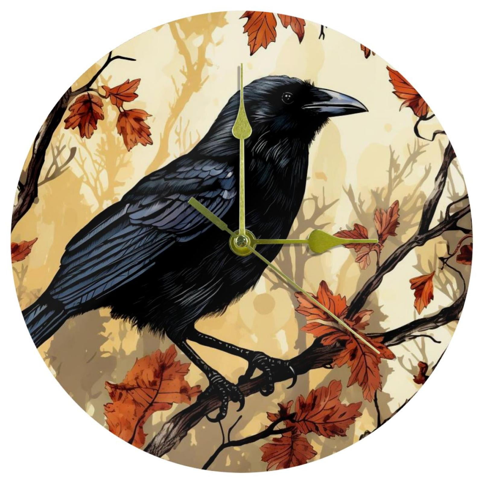 Crow 9.8 Inch Round Acrylic Wall Clock - Silent Non Ticking Battery ...