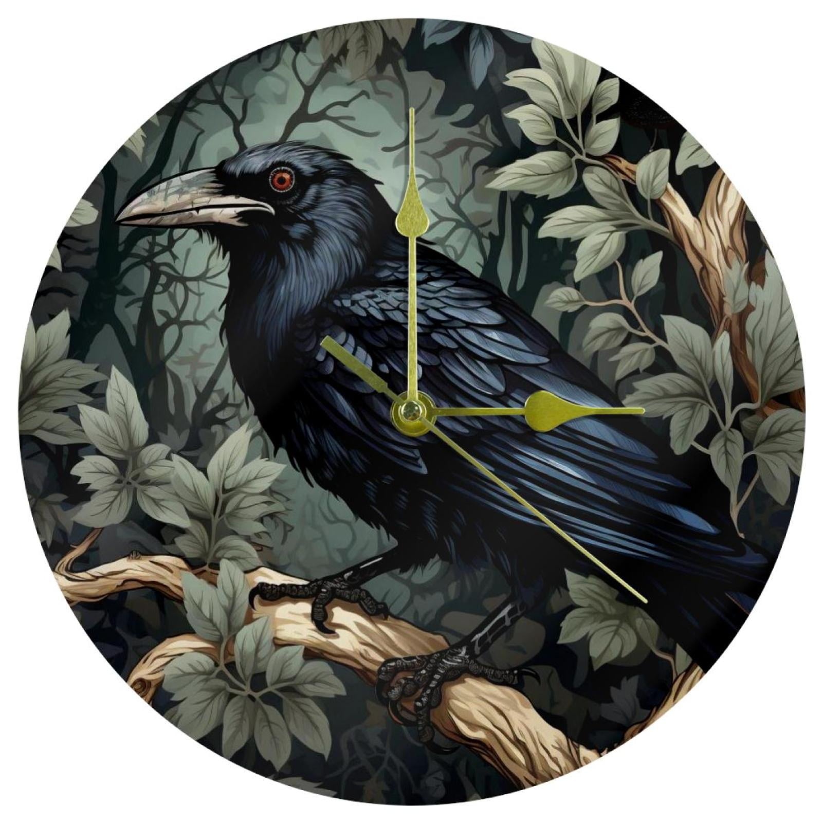 Crow 9.8 Inches Round Acrylic Wall Clock - Silent Non Ticking Battery ...