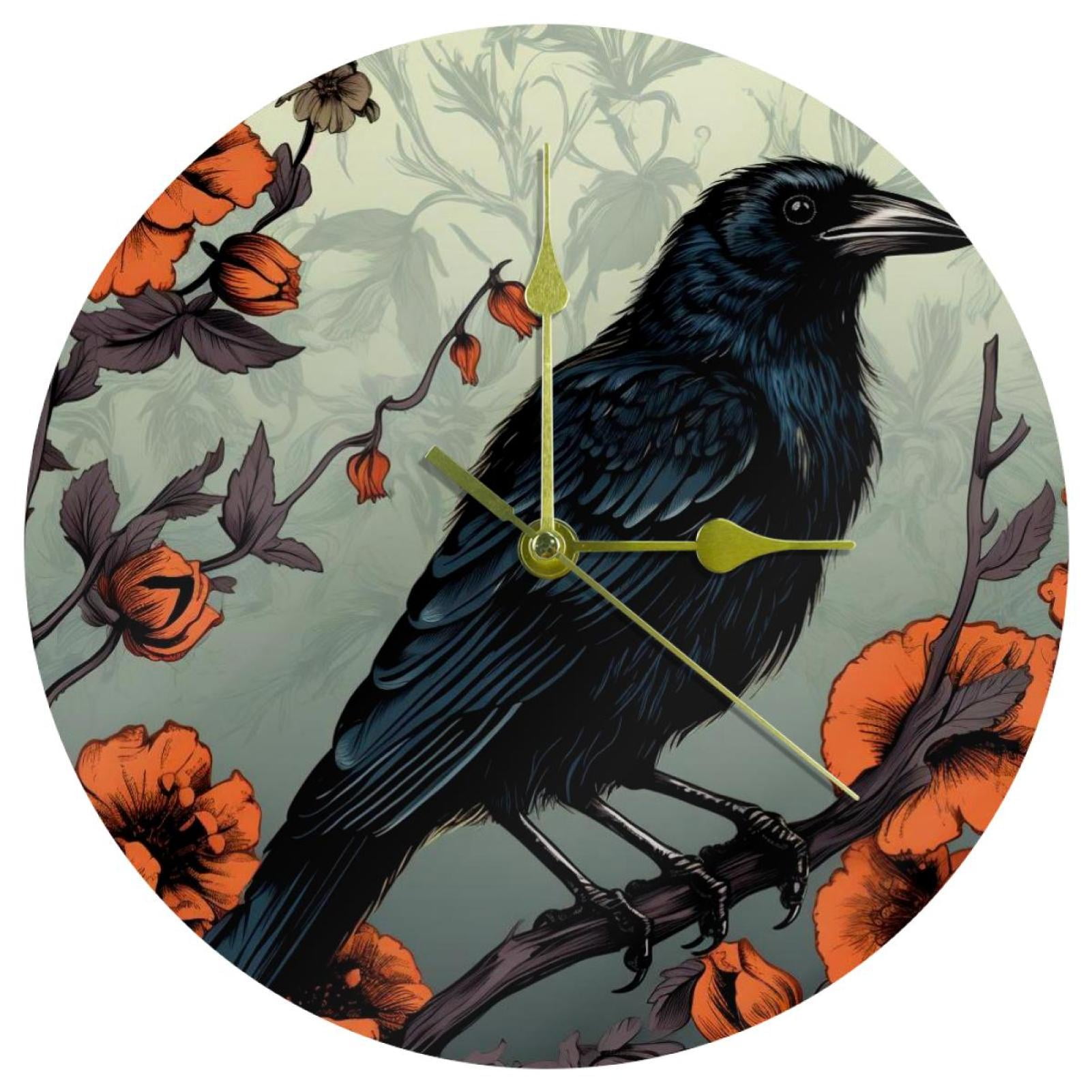 Crow 9.8 Inches Round Acrylic Wall Clock - Silent Non Ticking Battery ...