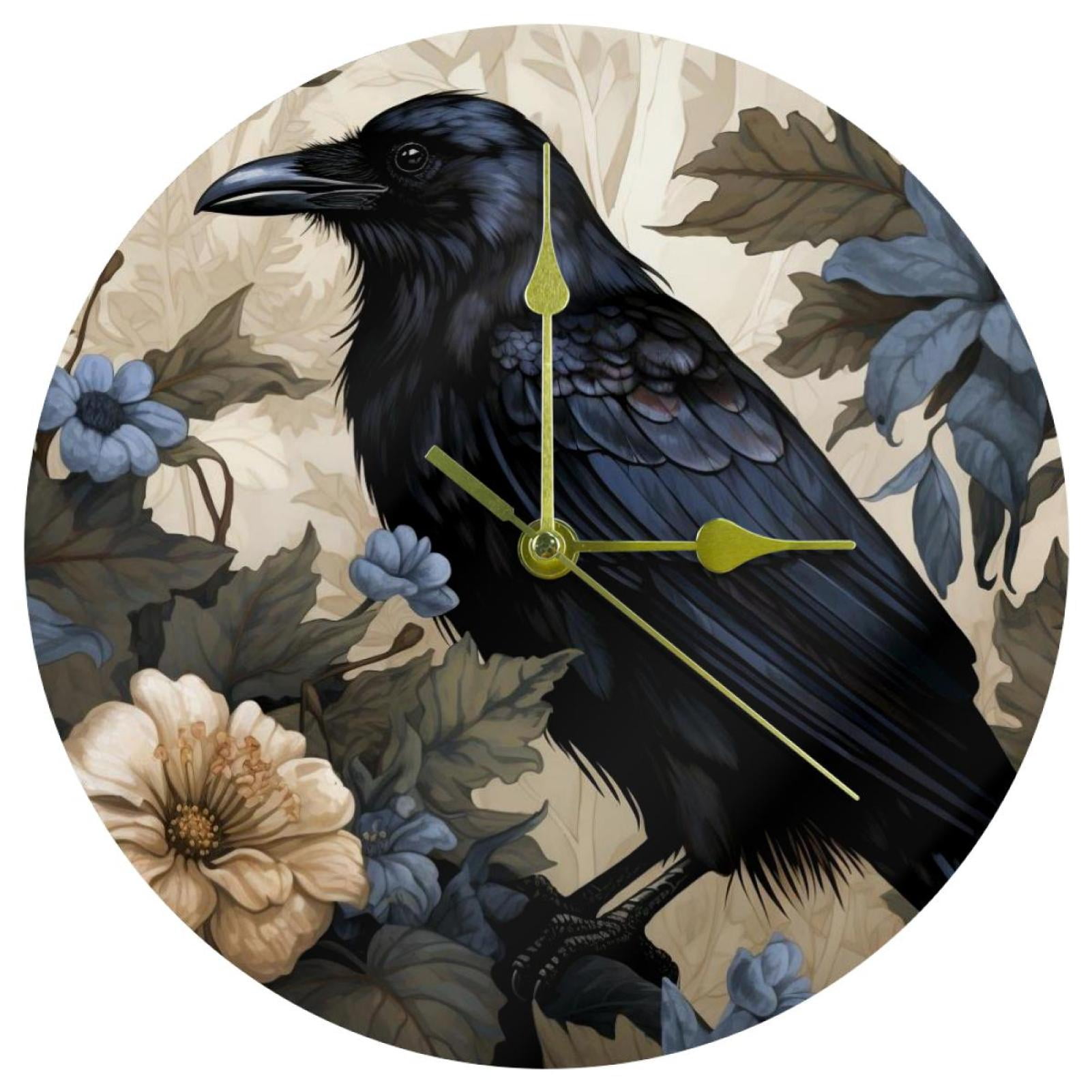 Crow 9.8 Inches Round Acrylic Wall Clock - Silent Non Ticking Battery ...