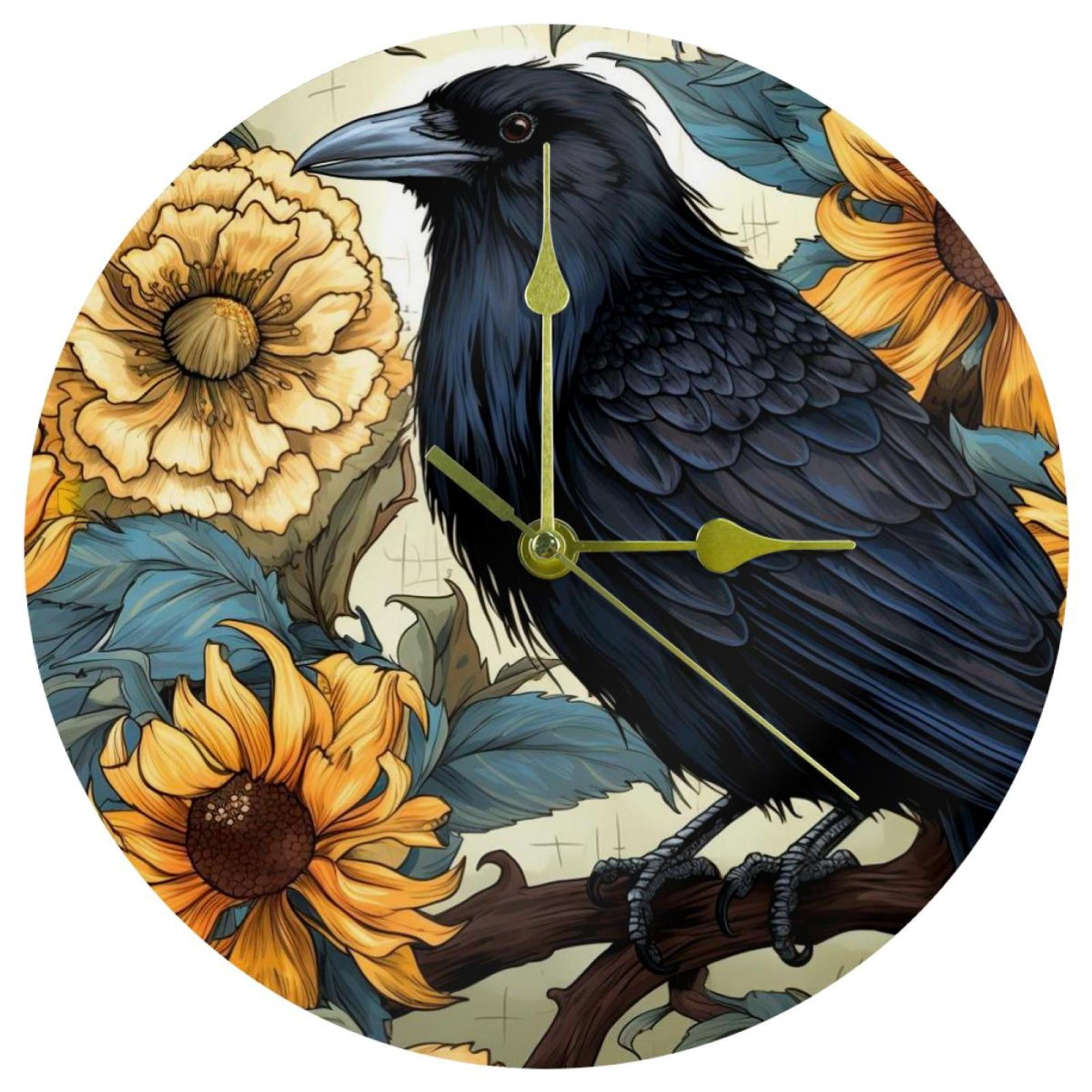Crow Acrylic Circular Wall Clock - Modern Design, Silent Sweep Movement ...