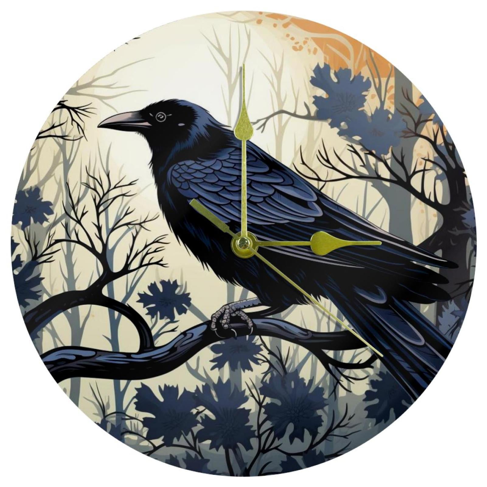 Crow Acrylic Circular Wall Clock - Stylish Timepiece for Decorating and ...
