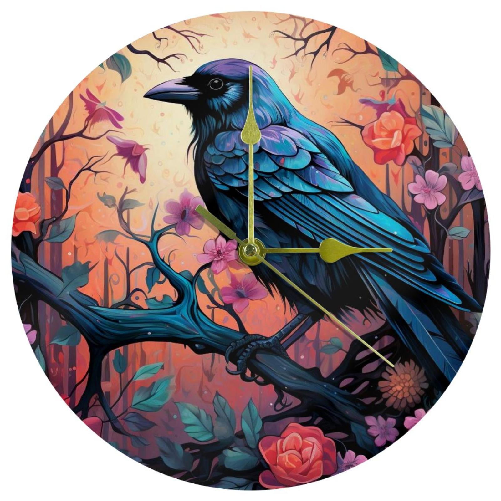 Crow Acrylic Circular Wall Clock - Unique Design, Modern Style ...
