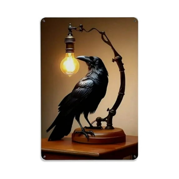 Crow And Black Light Tin Sign Vintage Metal Sign Office Living Room Bar ...
